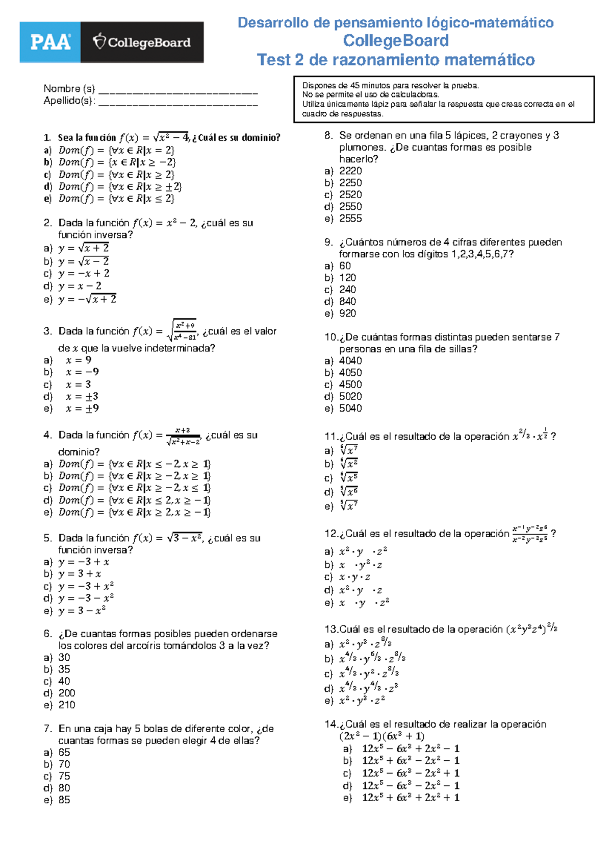 Examen de muestra/práctica 10 Octubre 2019, preguntas - Warning: TT: undefined function: 32 ...