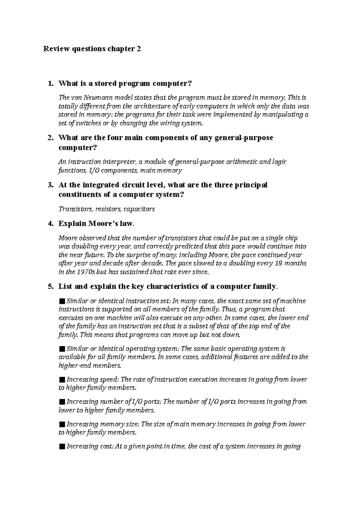 Review Questions Chapter 2 2 What Is A Stored Program Computer The Von Neumann Model States