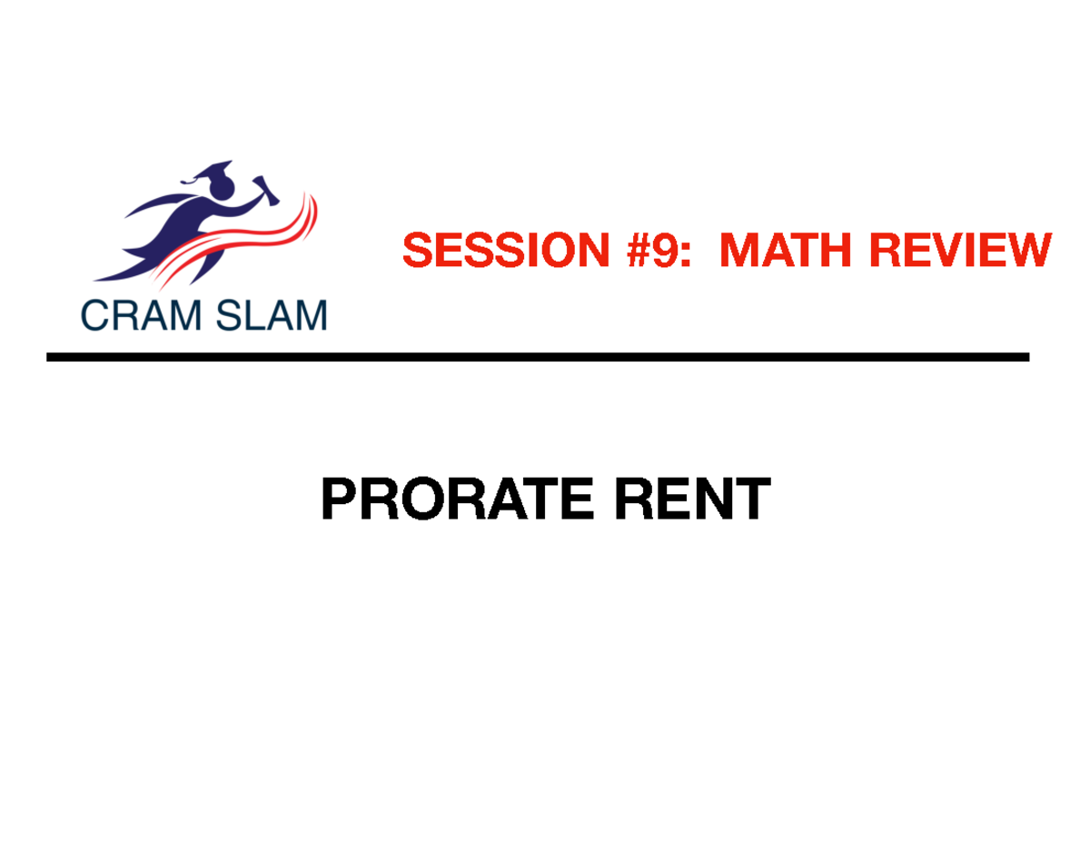 REM 15 - real estate - PRORATE RENT Prorate Rent Prorating Rent is a ...