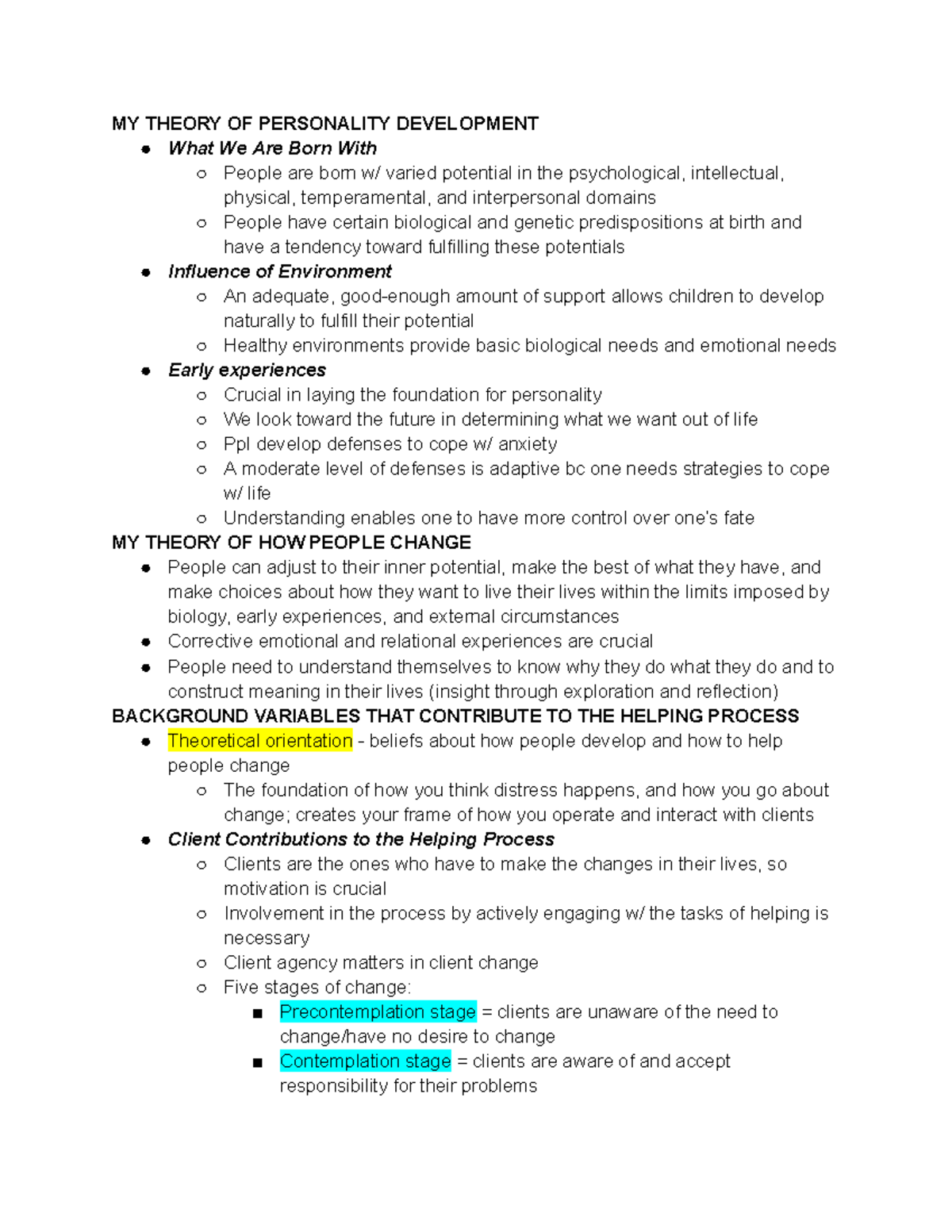 A Model of the Helping Process - MY THEORY OF PERSONALITY DEVELOPMENT ...
