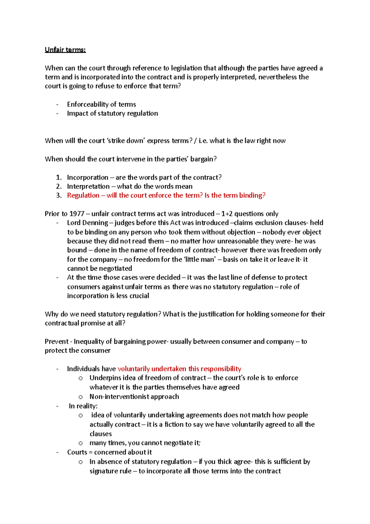 Unfair terms - Unfair terms: When can the court through reference to ...