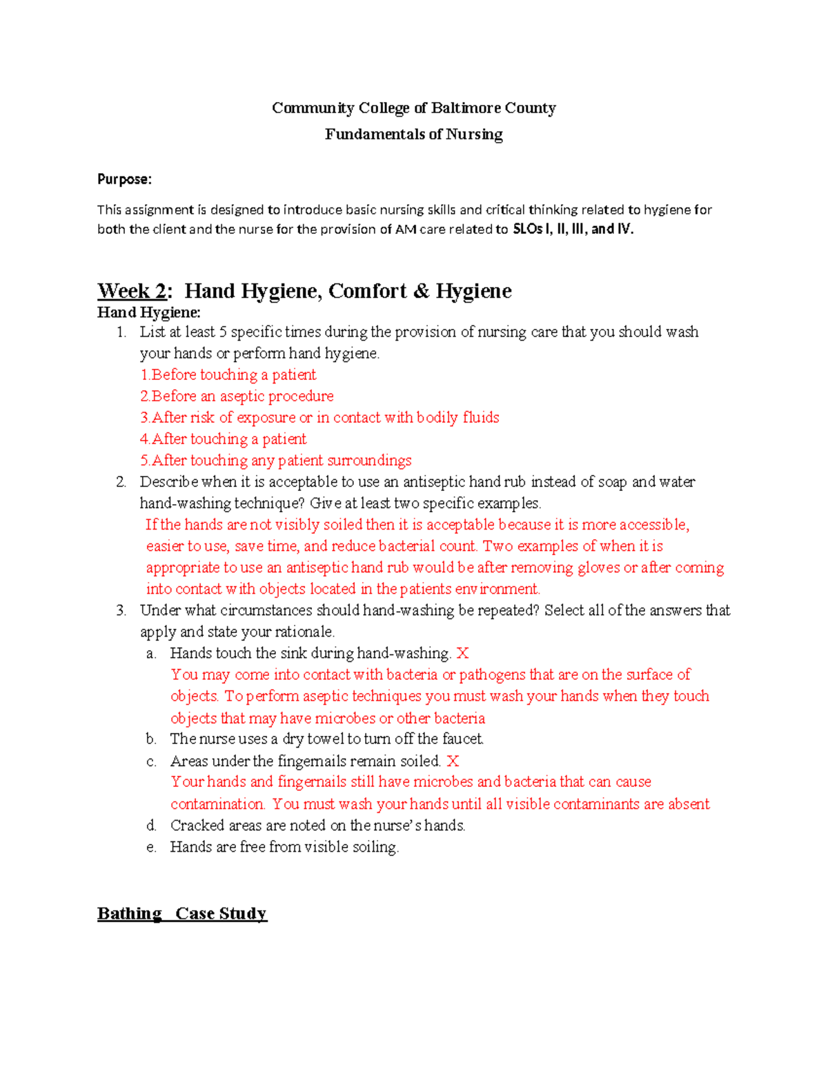 Pre lab hygiene - homework #5 - Community College of Baltimore County ...