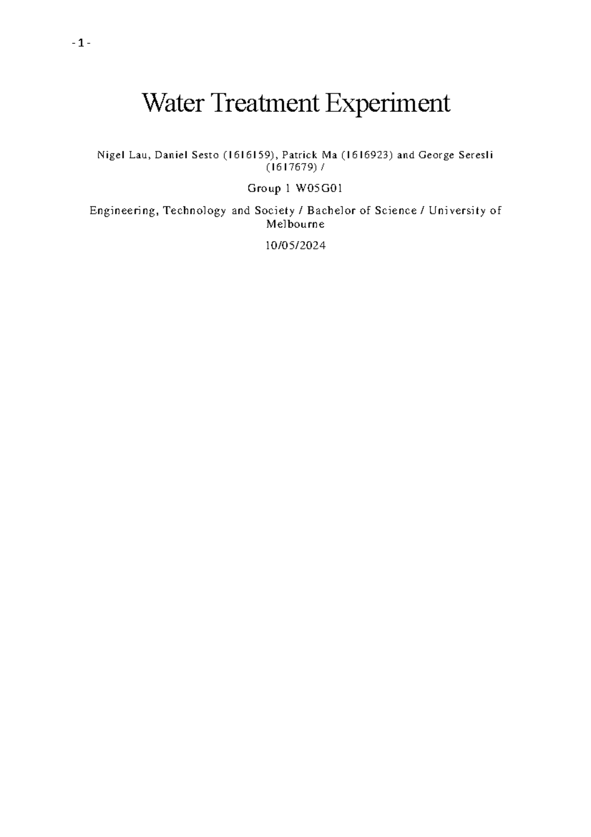 Formated Draft Report Template v3 - 1 - Water Treatment Experiment ...