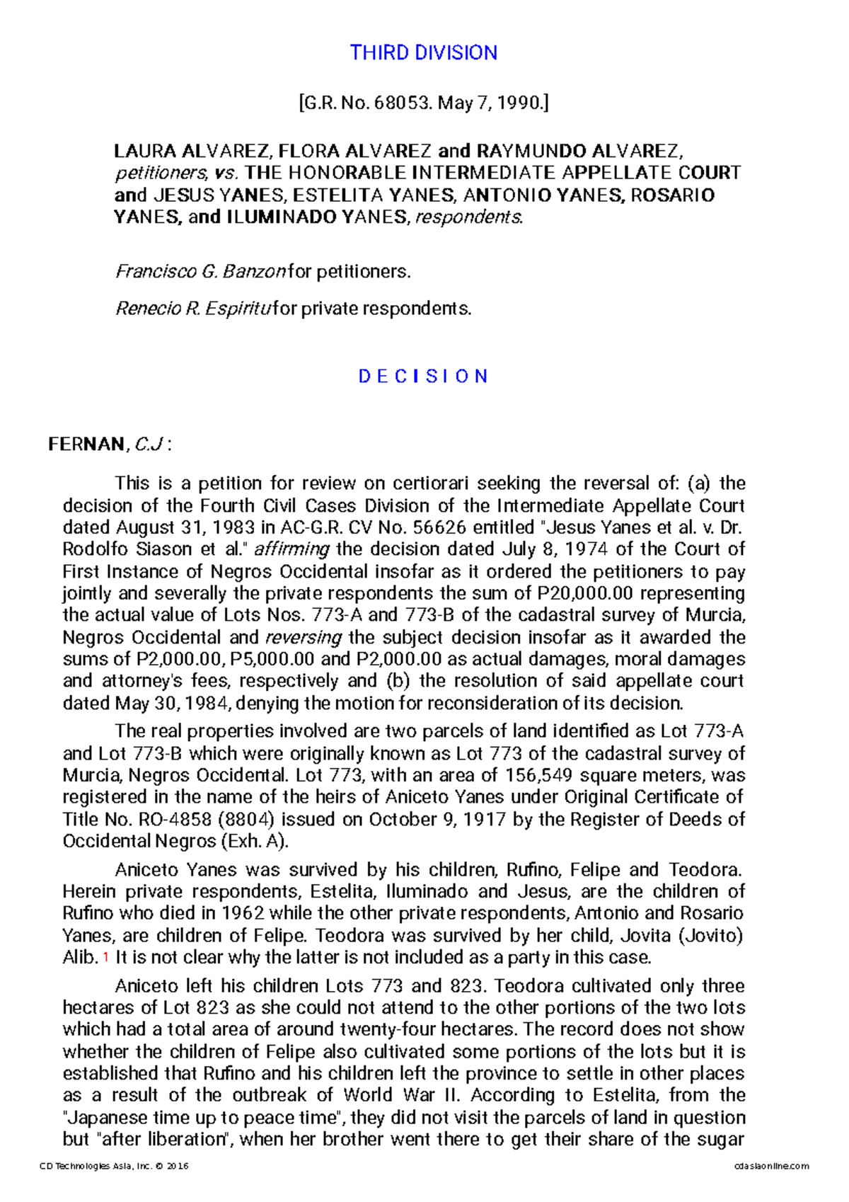 3 Alvarez v. IAC - Case - THIRD DIVISION [G. No. 68053. May 7, 1990 ...