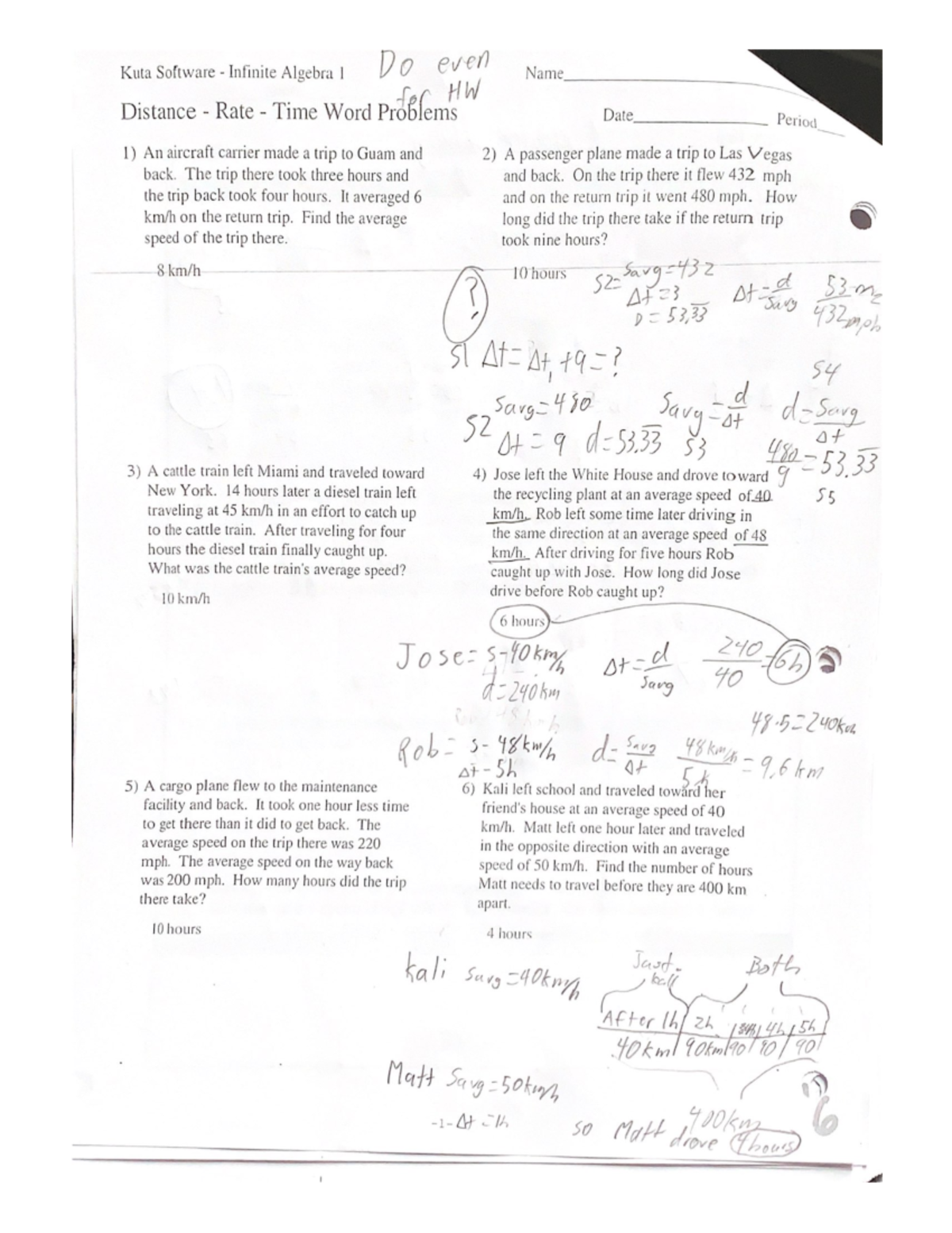 Distance-rate-time Word Problems - Studocu