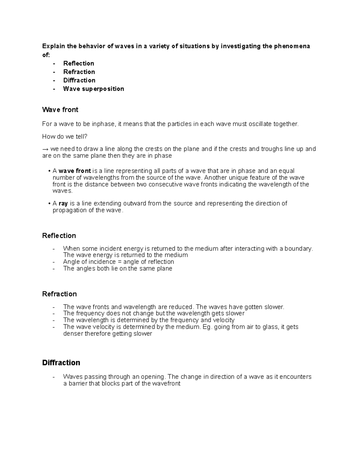 Module 3 year 11 physics - Explain the behavior of waves in a variety ...