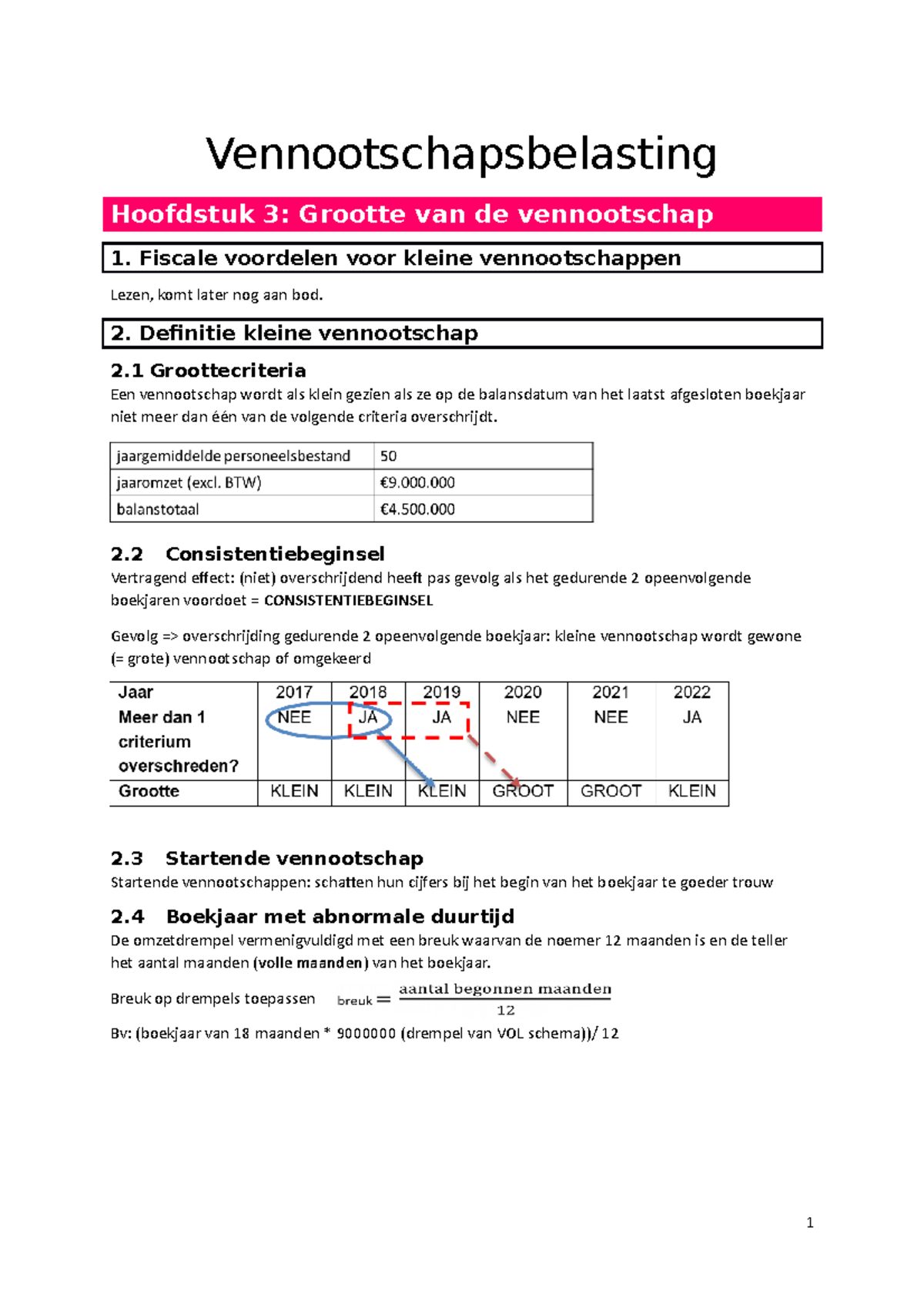 Vennootschapsbelasting - Vennootschapsbelasting Hoofdstuk 3: Grootte ...