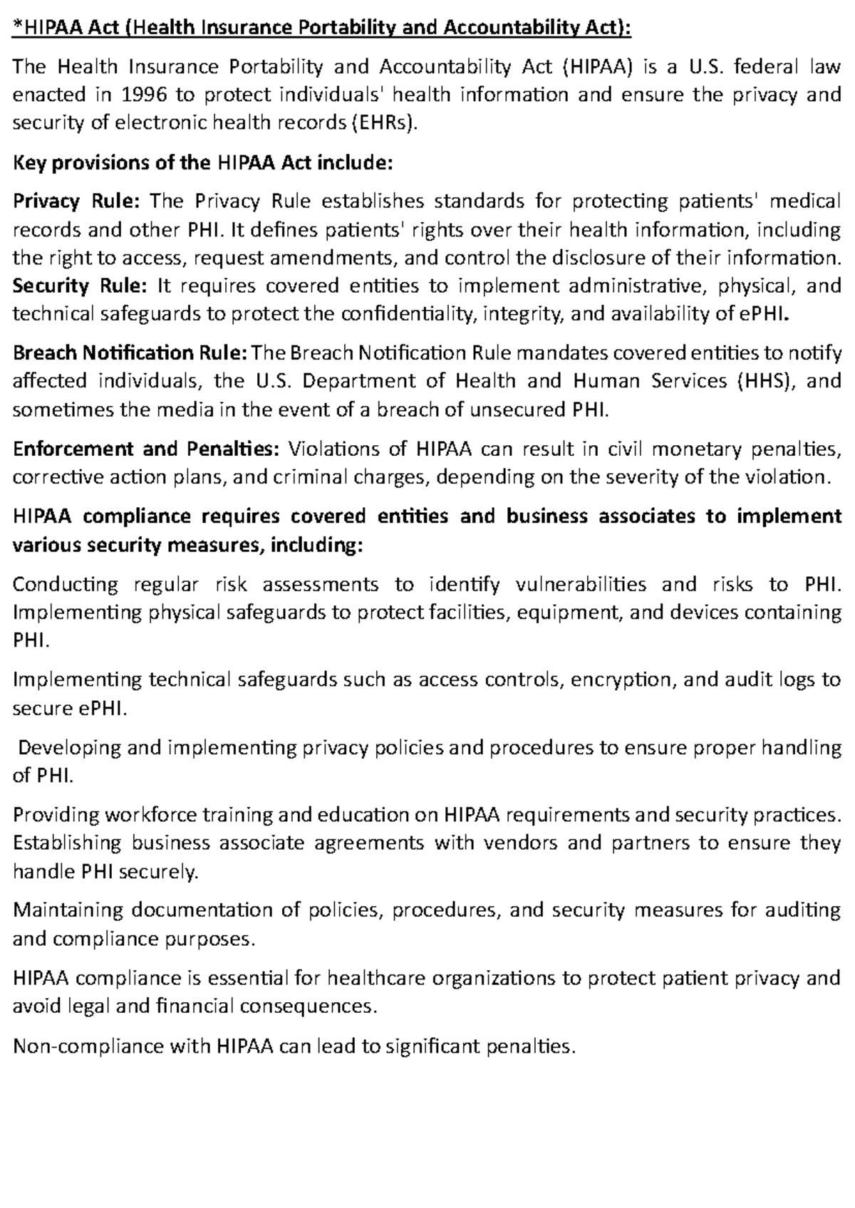 CSL - Imp - *HIPAA Act (Health Insurance Portability and Accountability ...