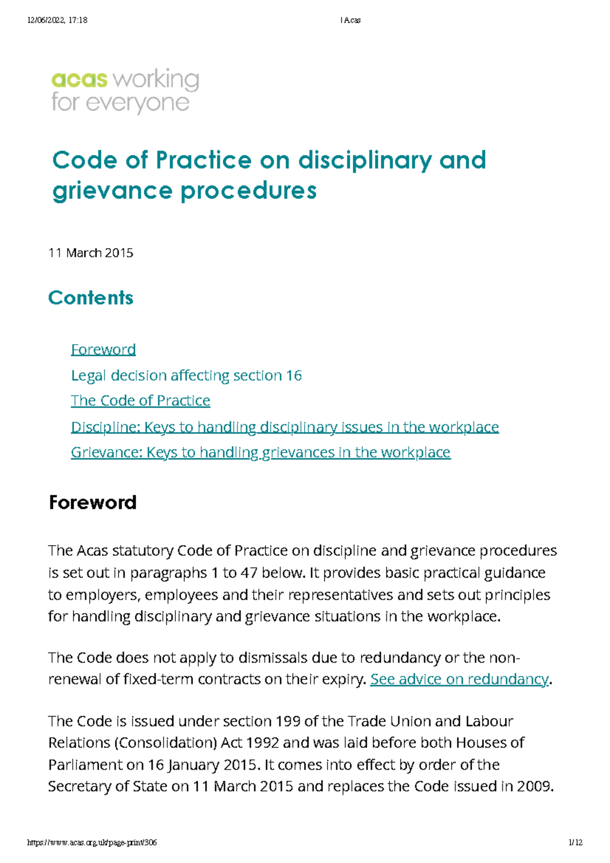 Acas - It provides basic practical guidance to employers, employees and ...