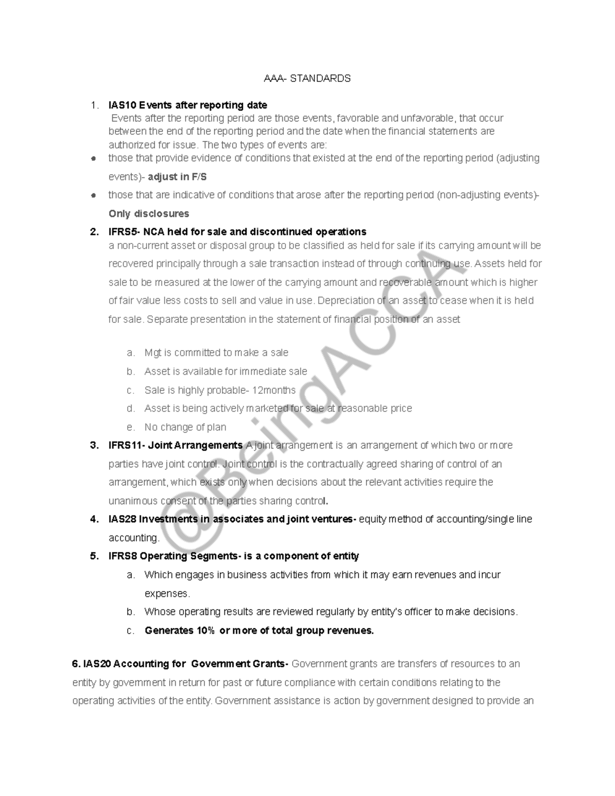 AAA Standards BY Beingacca - AAA- STANDARDS IAS10 Events after ...