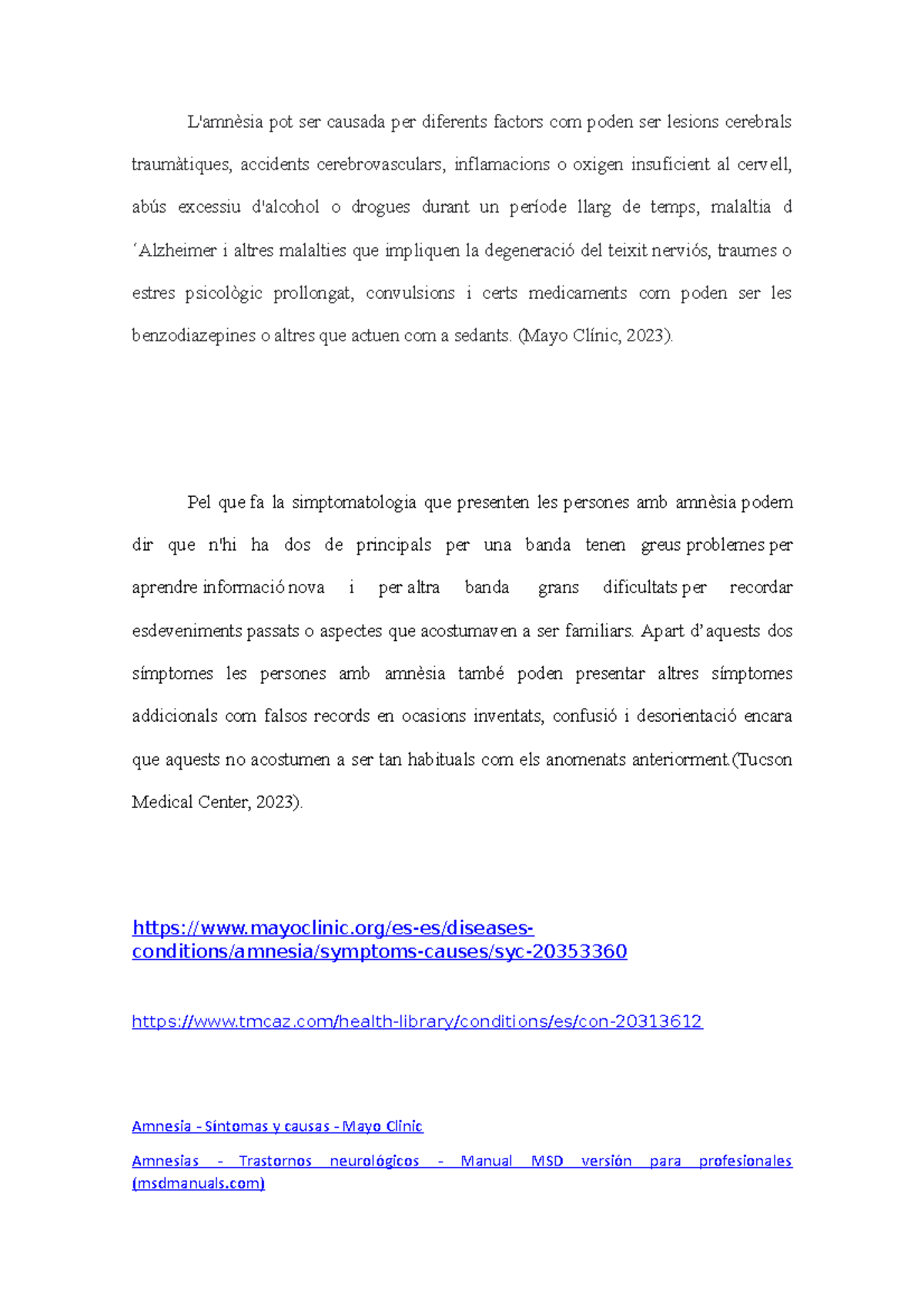 Causas I Simptomatologia Amnesia - L'amnèsia pot ser causada per ...