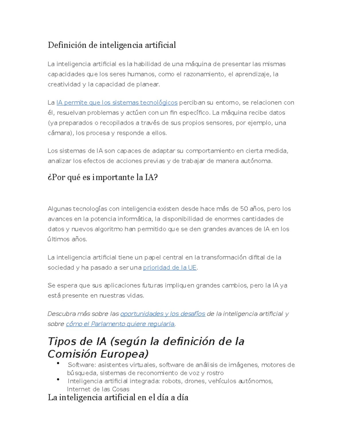 Definición de inteligencia artificial - Definición de inteligencia artificial La inteligencia ...