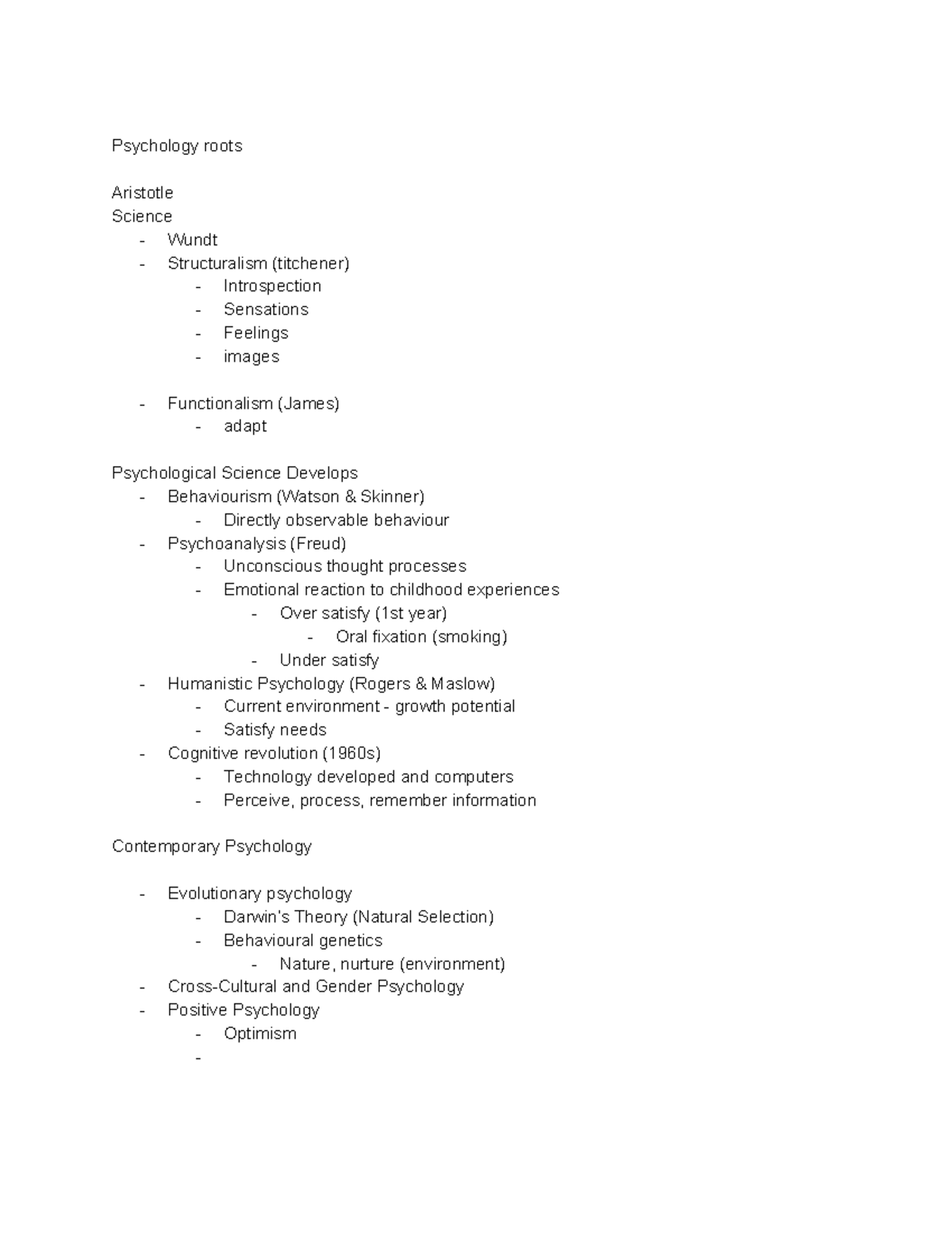 Psyc 1 - psyc 1115 partial notes - Psychology roots Aristotle Science ...