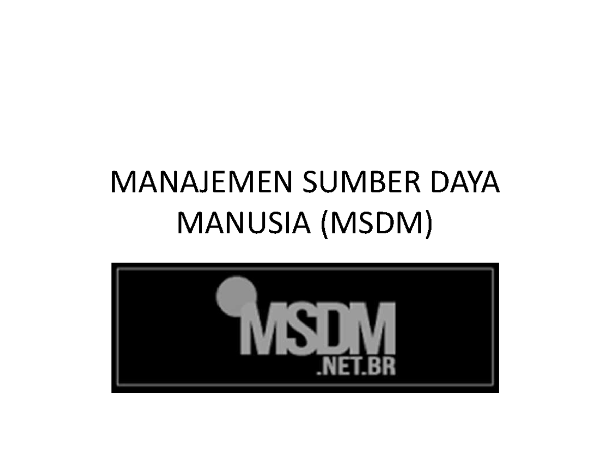 Manajemen Sumber DAYA Manusia (MSDM) - MANAJEMEN SUMBER DAYA MANUSIA ...