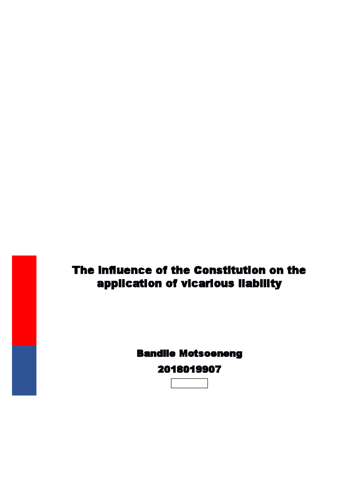The influence of the Constitution on the application of vicarious ...
