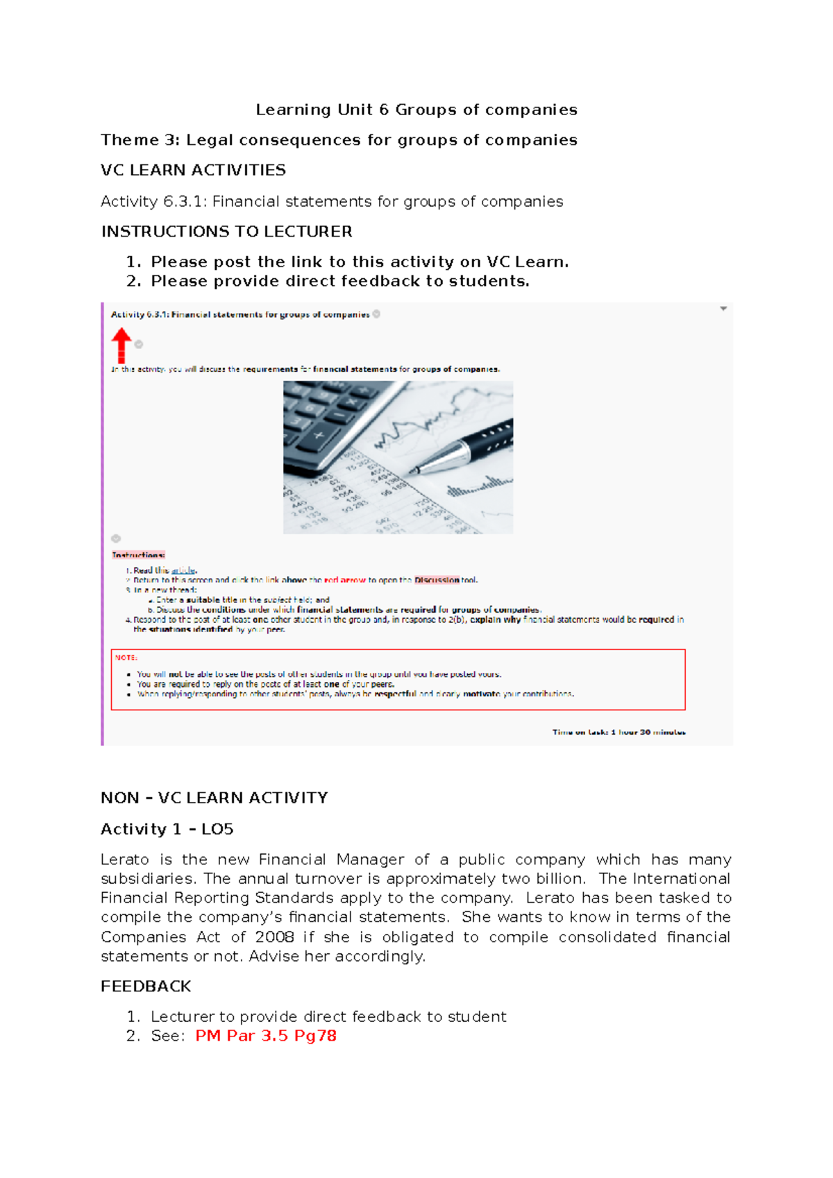 LU6 Theme 3 LO5 - Activities - Learning Unit 6 Groups of companies ...