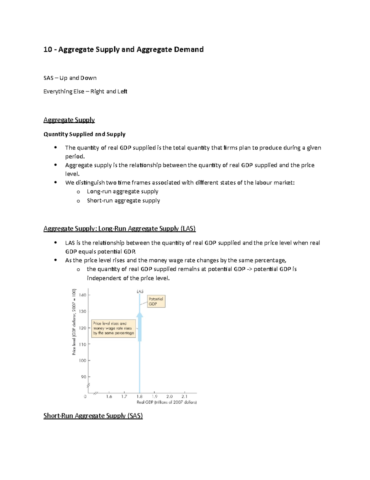 10 - Aggregate Supply and Aggregate Demand - Aggregate supply is the ...