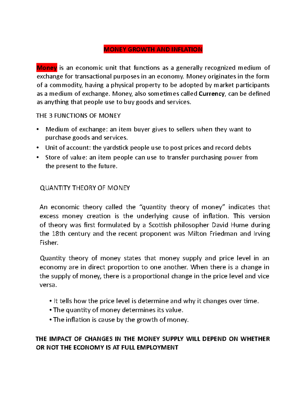 Money Growth AND Inflation AND Aggregate Demand AND Aggregate Supply ...