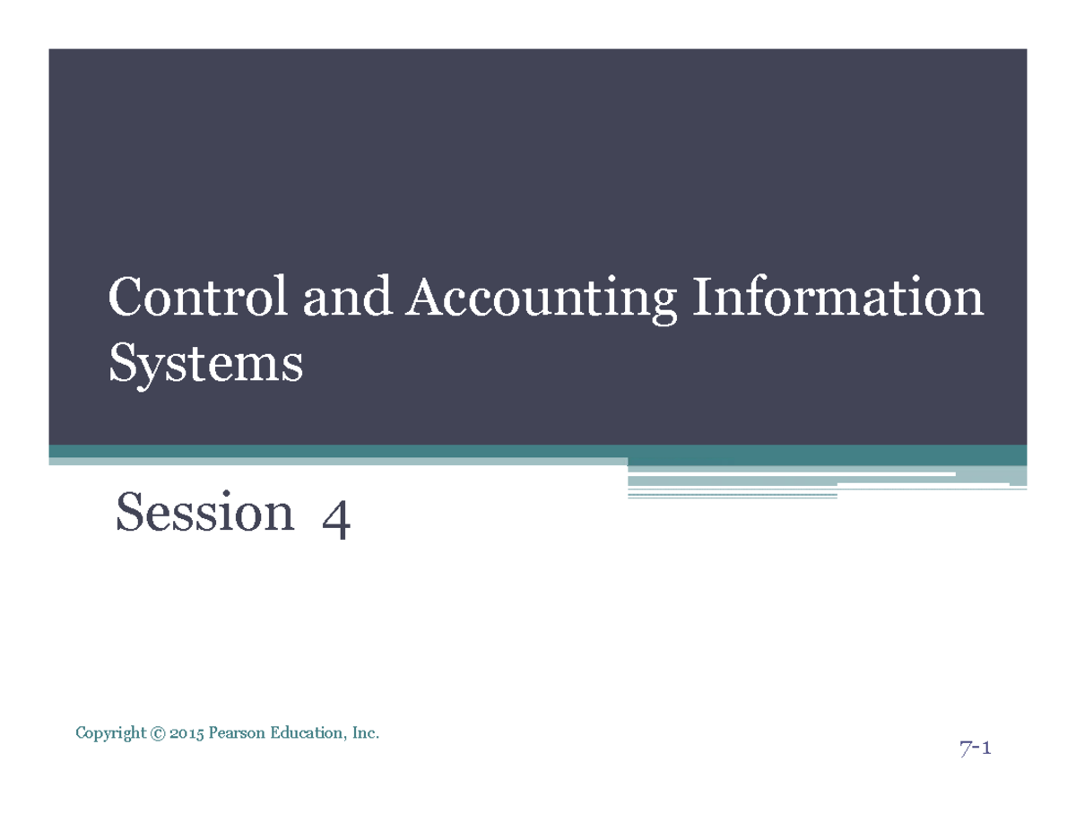 AIS 4 Au C - Lecture notes 1 - Control and Accounting Information ...
