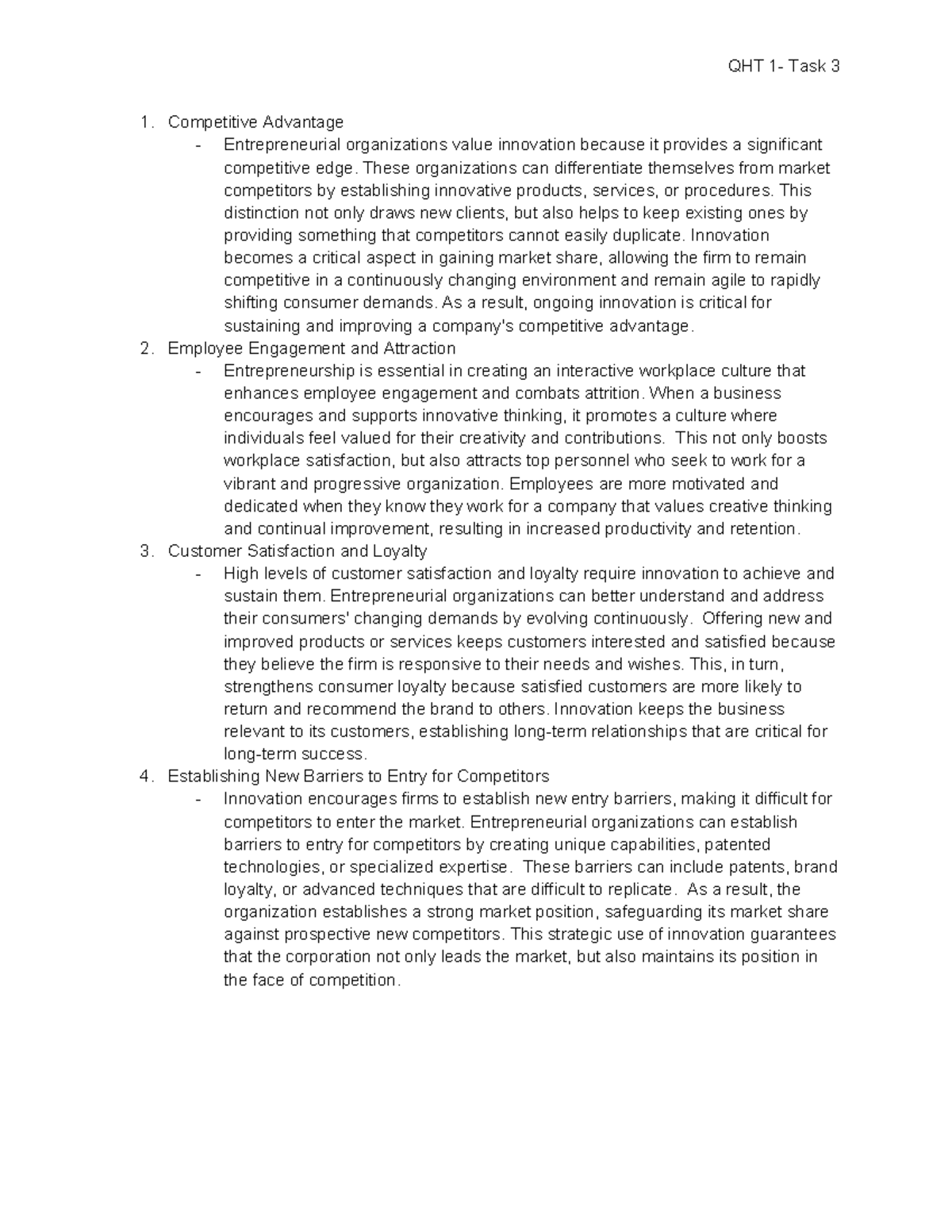 QHT 1 - Task 3 - Task 3- 1st attempt pass - QHT 1- Task 3 Competitive ...