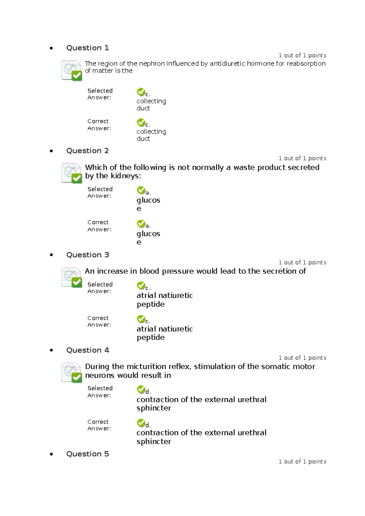 The urinary system quiz - Question 1 1 out of 1 points The region of ...