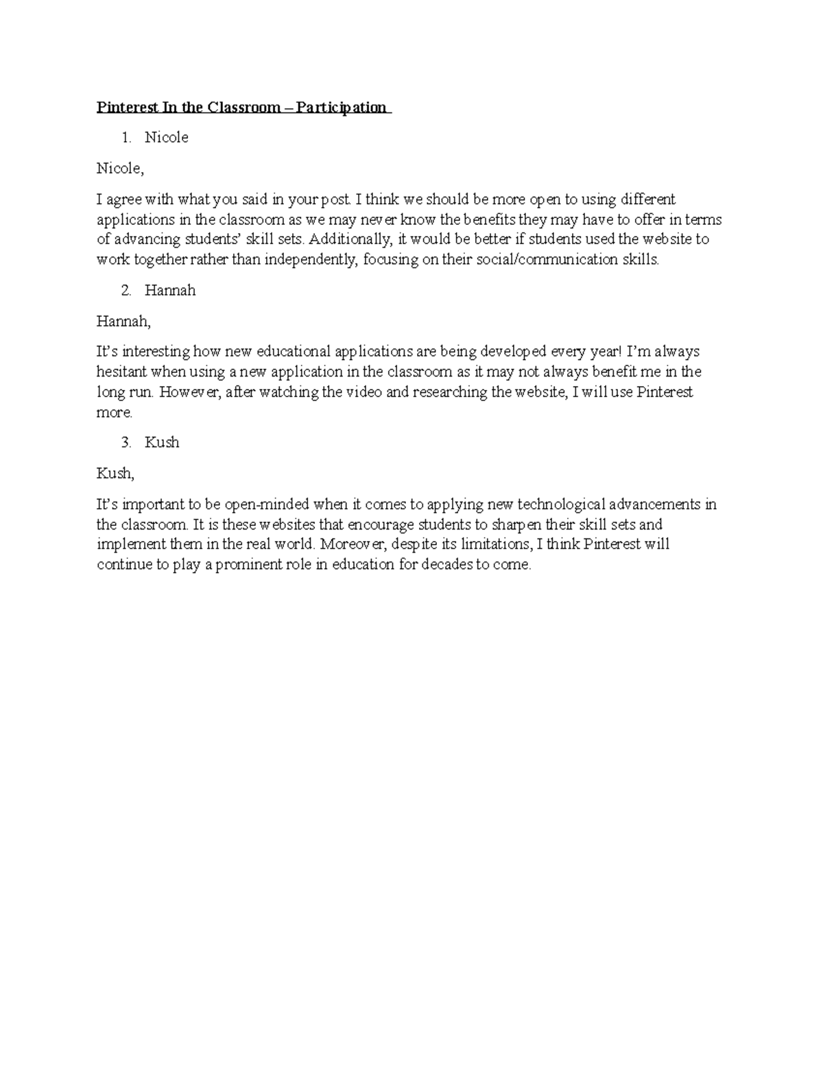 Pinterest In the Classroom – Participation - Pinterest In the Classroom ...