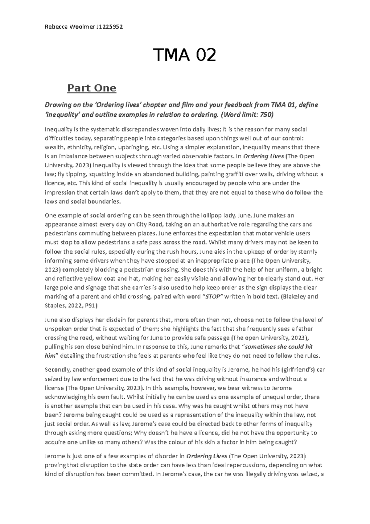 TMA 02 - Rebecca Woolmer J TMA 02 Part One Drawing on the ‘Ordering lives’ chapter and film and ...