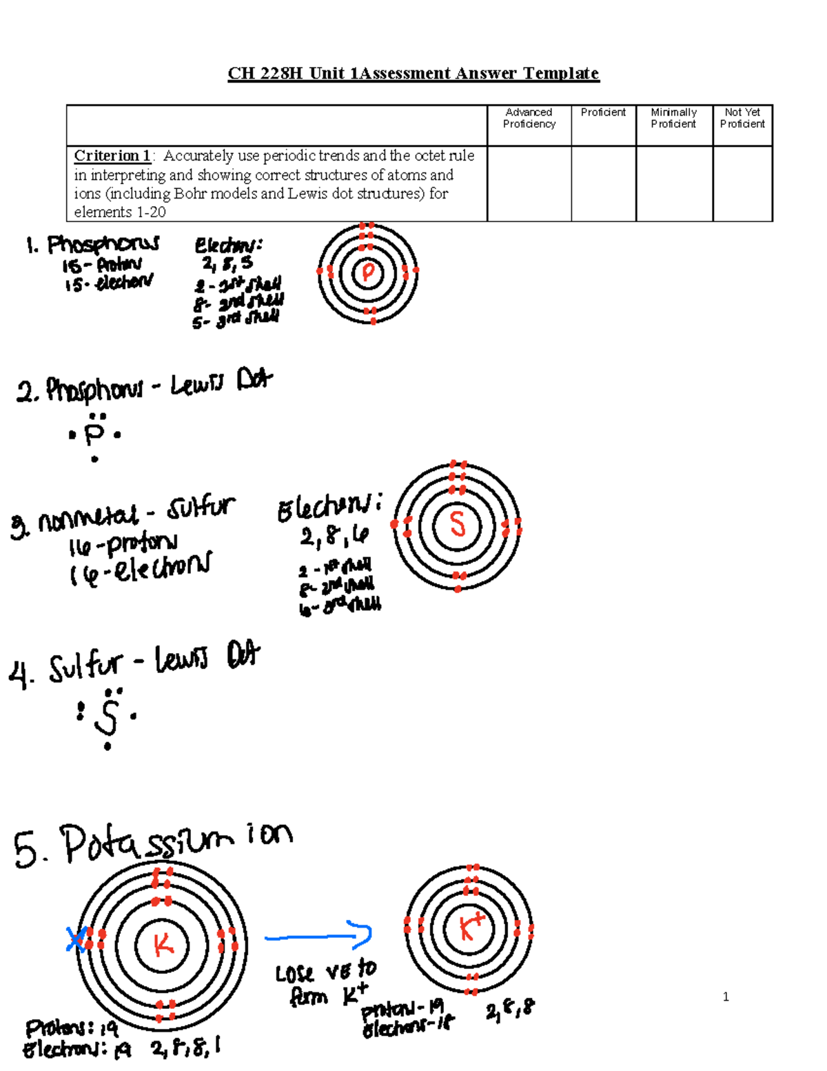 Assessment #1-Answer Sheet - CH 228H Unit 1Assessment Answer Template ...