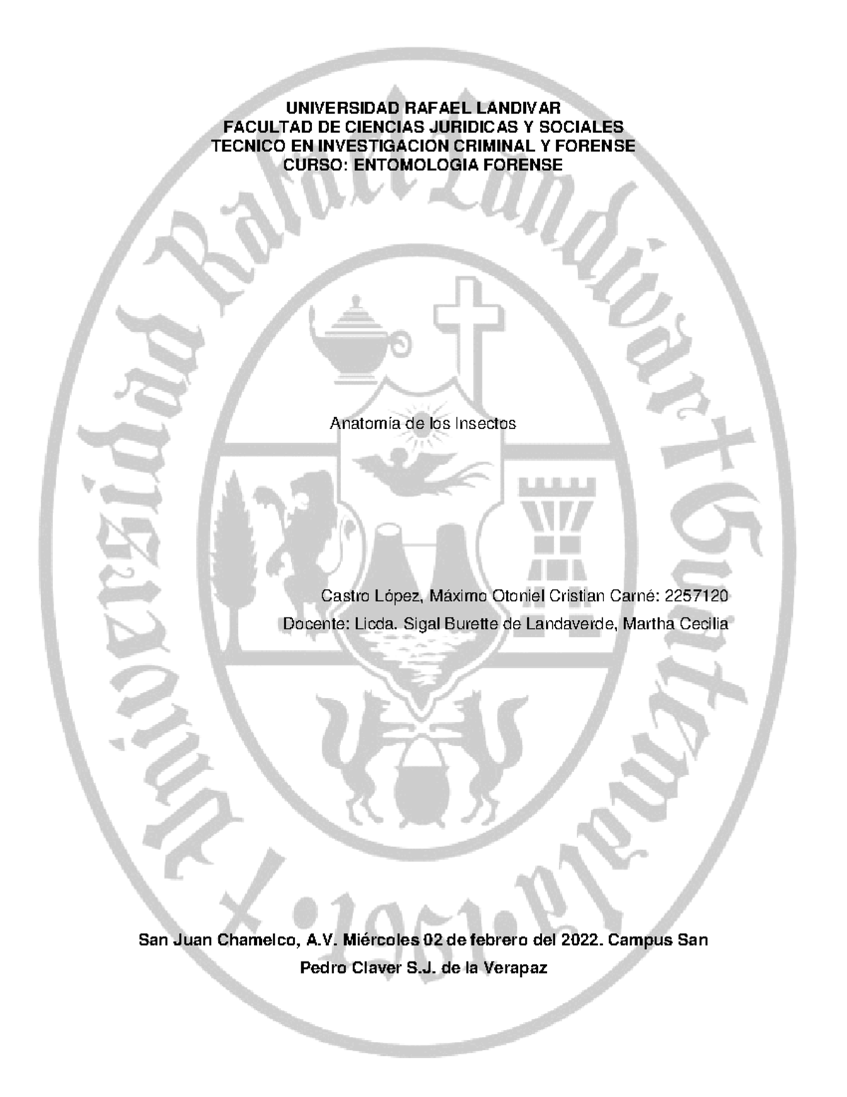 Anatomia DE LOS Insectos Castro, Maximo 2257120 S2 - UNIVERSIDAD RAFAEL ...