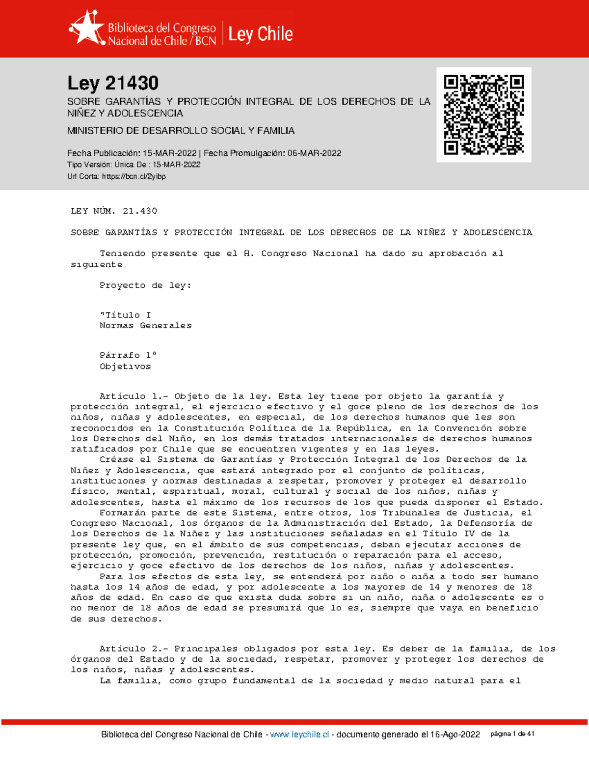 Ley-21430 15-MAR-2022 - Ley 21430 SOBRE GARANTÍAS Y PROTECCIÓN INTEGRAL ...