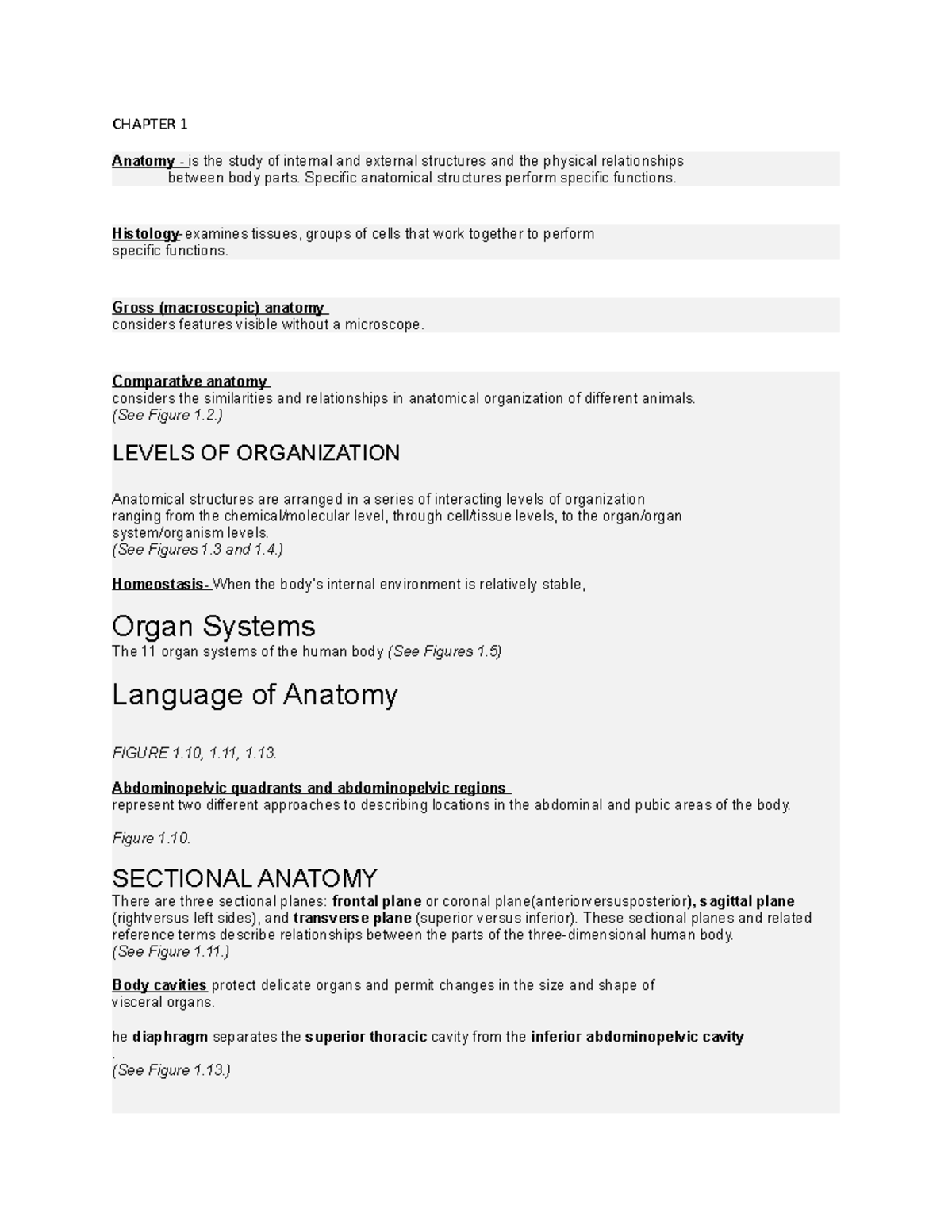 Chapter 1 Notes - Summary Fundamentals Of Human Anatomy - CHAPTER 1 ...