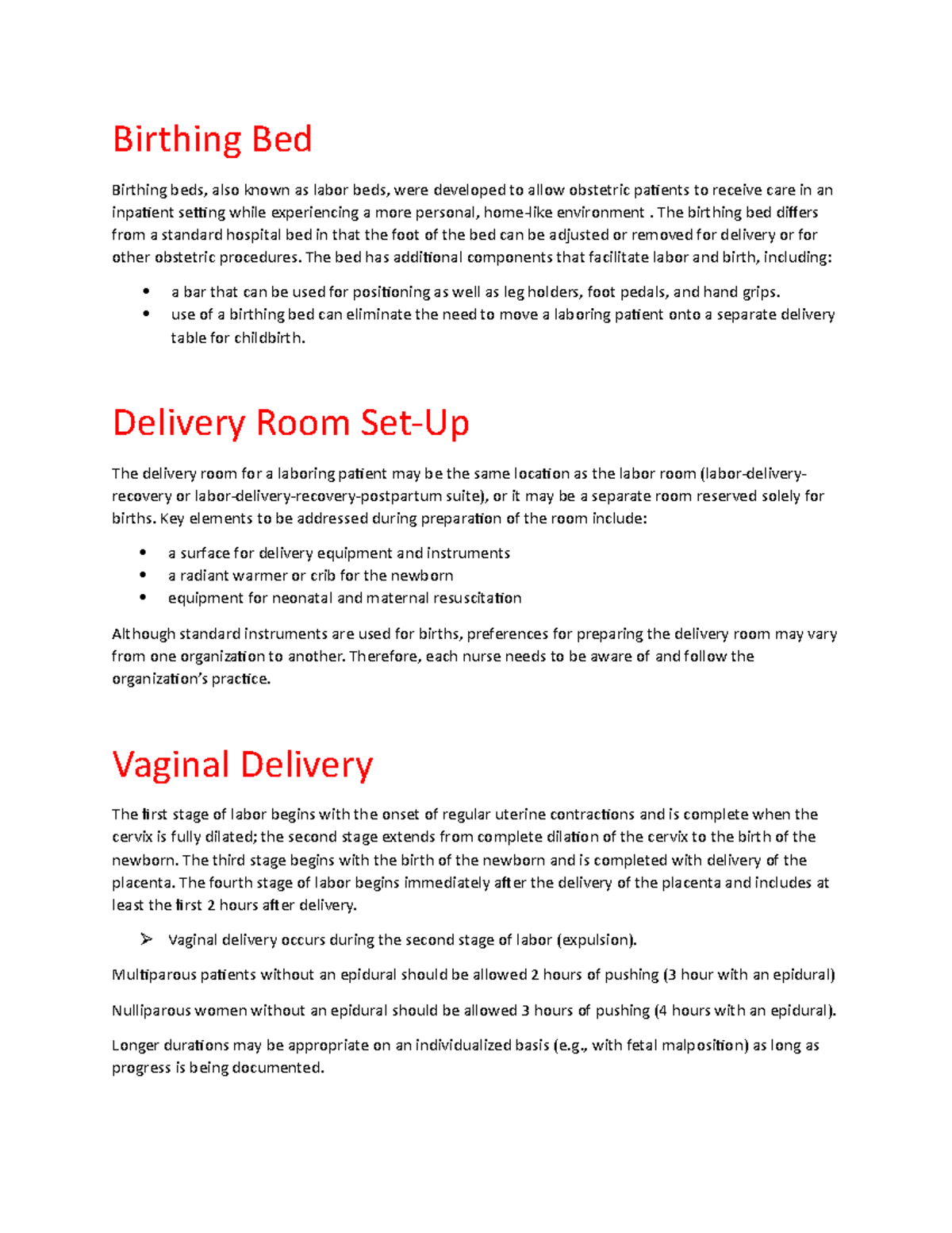 Birthing bed, delivery room set up, vaginal birth OB - Birthing Bed ...