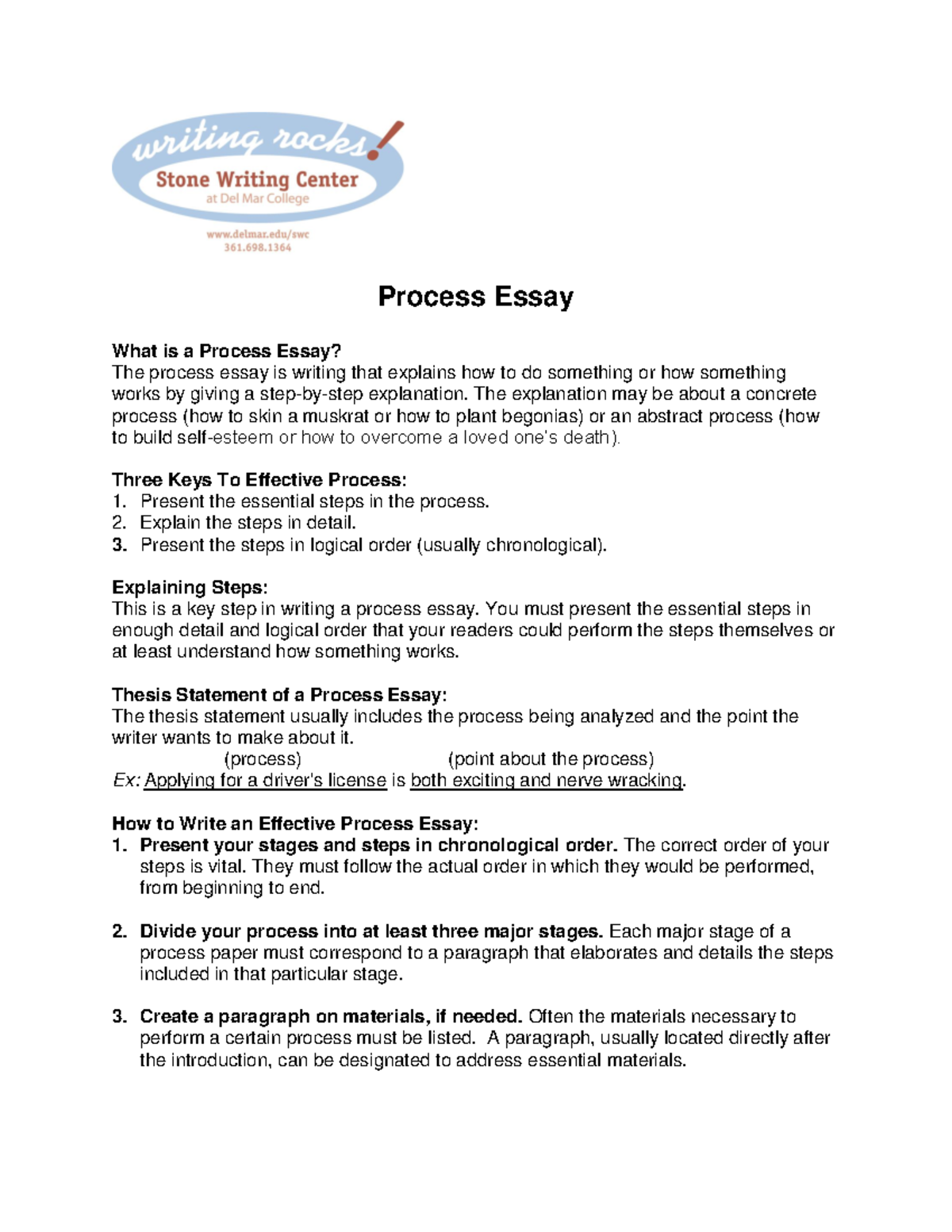 Process-essay - This is for First semister students. - Process Essay ...