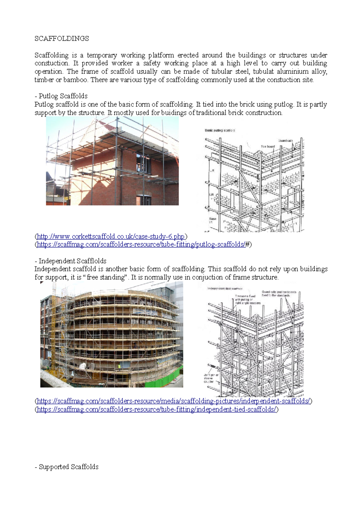Construction Technology Assignment Scaffolding - SCAFFOLDINGS ...