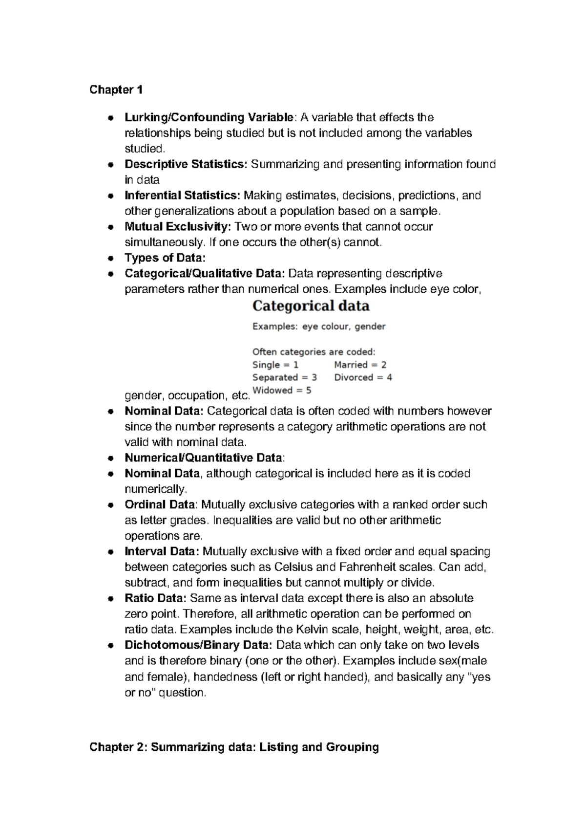 STAT263 Booklet - Chapter 1 Lurking/Confounding Variable: A variable ...