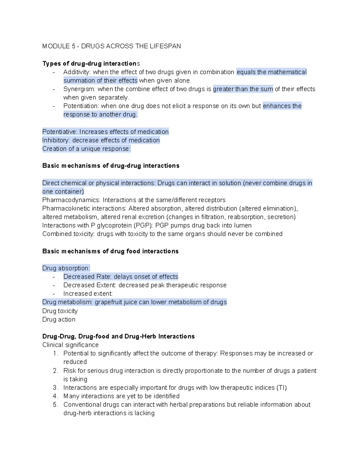 Pharmacology Test 3 Notes - MODULE 5 - DRUGS ACROSS THE LIFESPAN Types ...