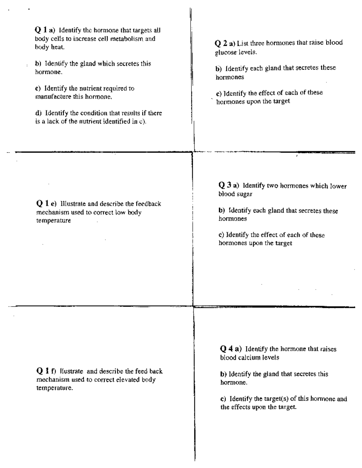 Study Cards - Endocrine System - Q 1 a) Identify the hormone that ...