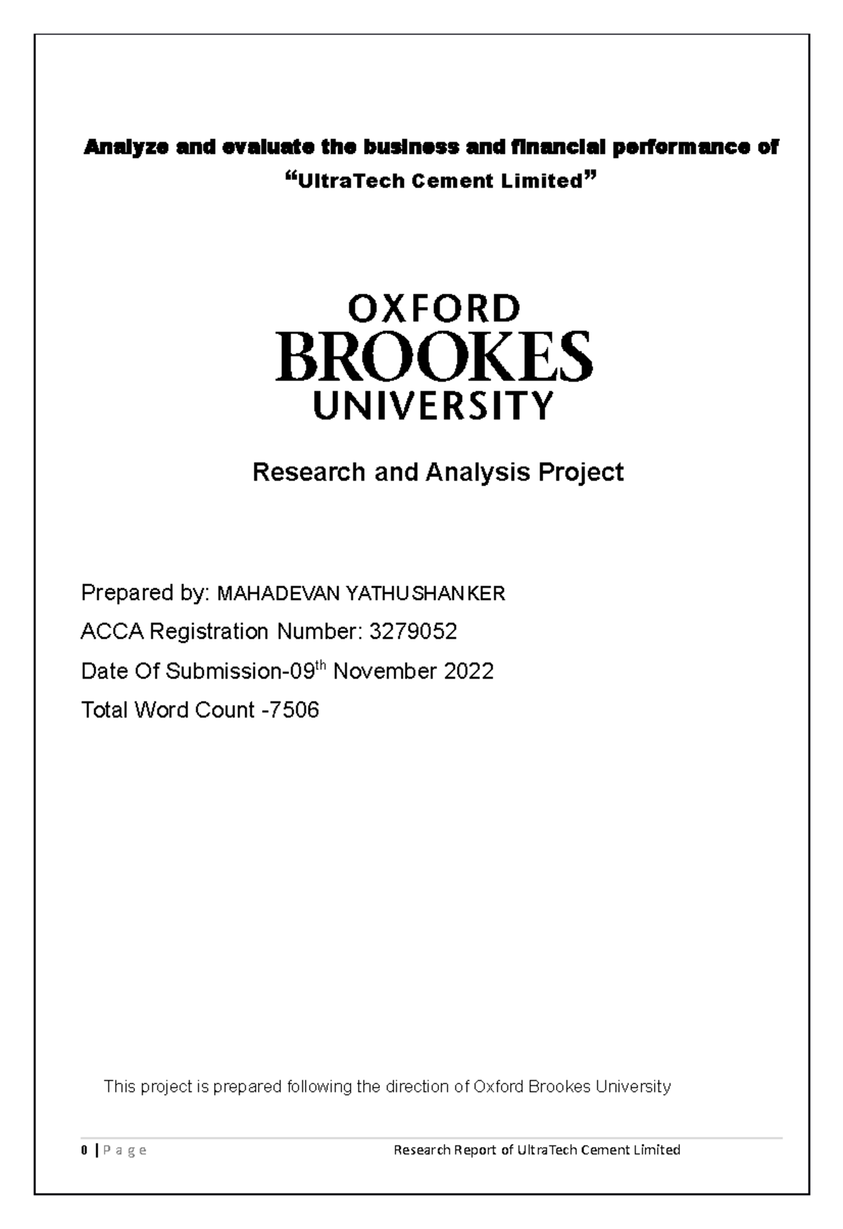 Final Report -ACCA - egfcnncfnc - Analyze and evaluate the business and ...