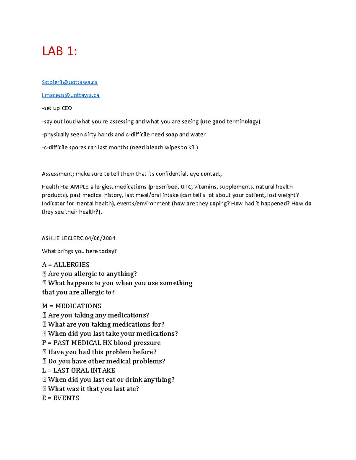 Labs 2nd yr - Notes taken during the labs - LAB 1: Sstpier3@uottawa ...