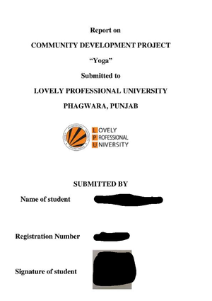 CDP report sample - Community development - LPU - Studocu