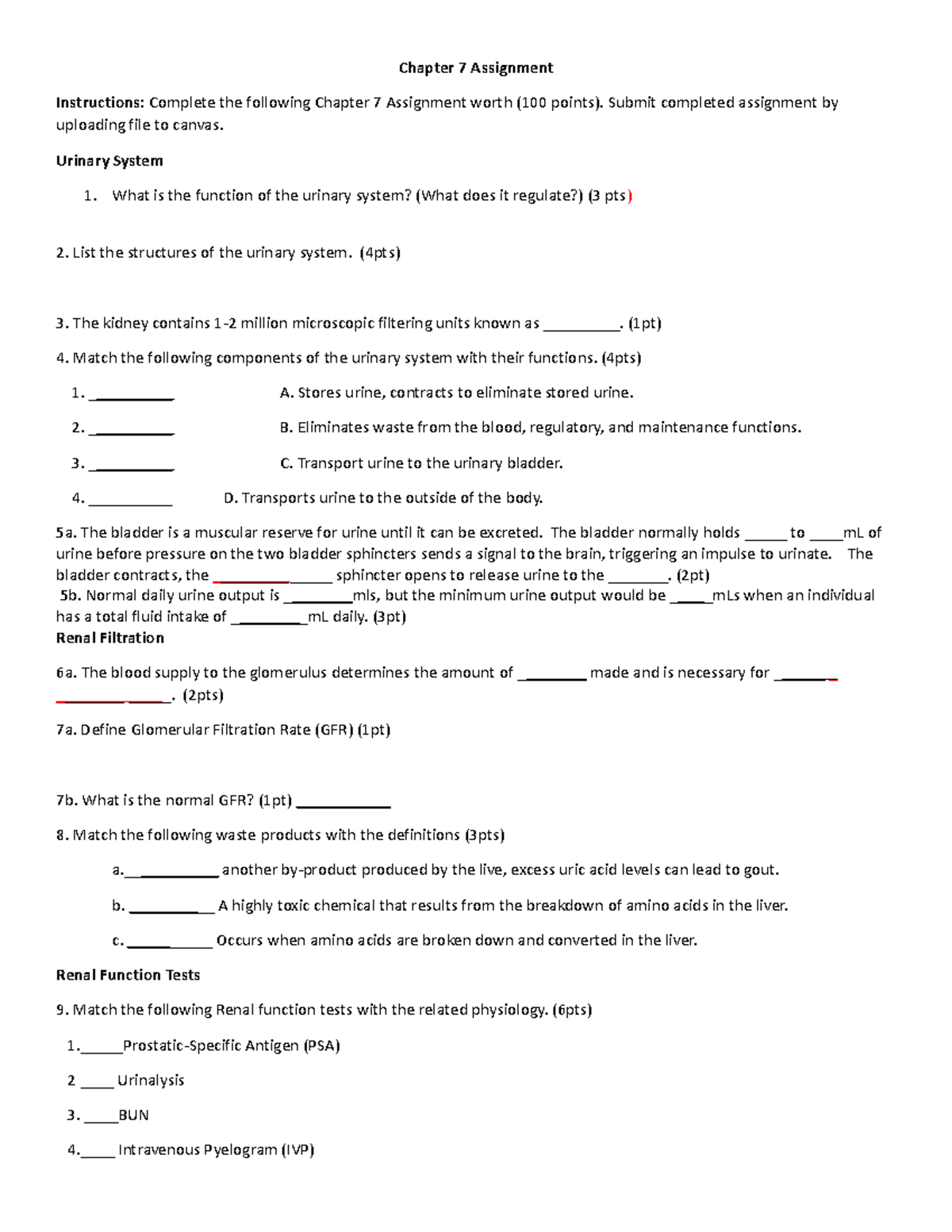 Chapter 7 Assignment Urinary Function stu rev 2023(1)-4 - Chapter 7 Assignment Instructions ...