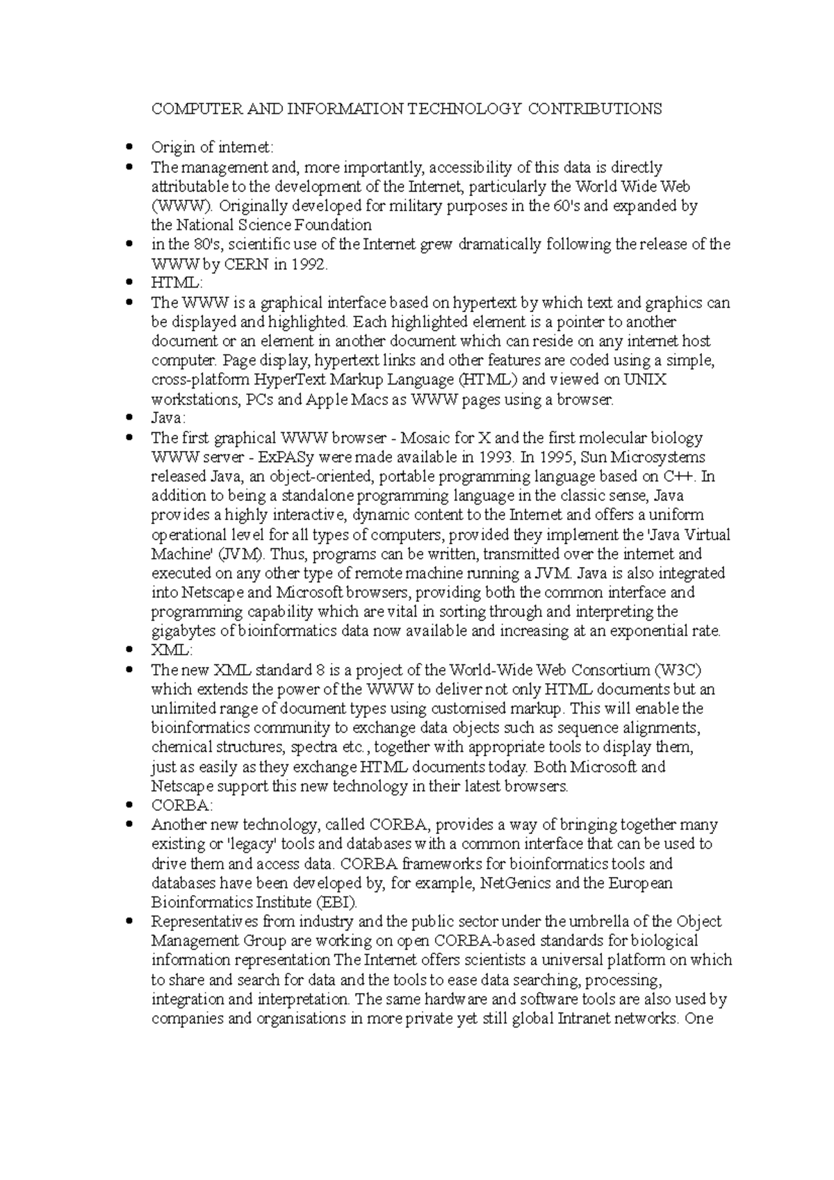 Computer and information technology contributions - COMPUTER AND INFORMATION TECHNOLOGY - Studocu