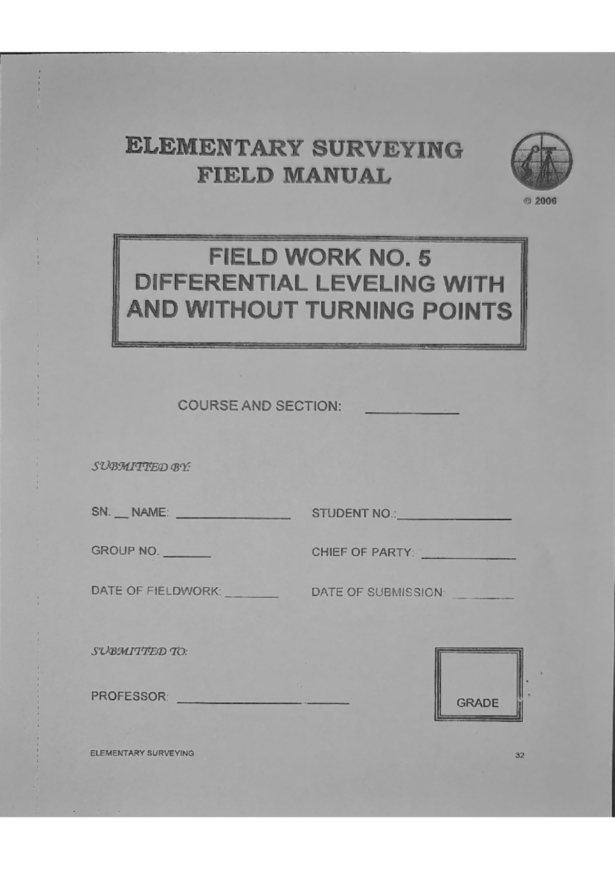 Field-work-5 - Lecture on Fieldwork No.5 - Surveying 2 and Surveying 2 Field - ELEMENTARY ...