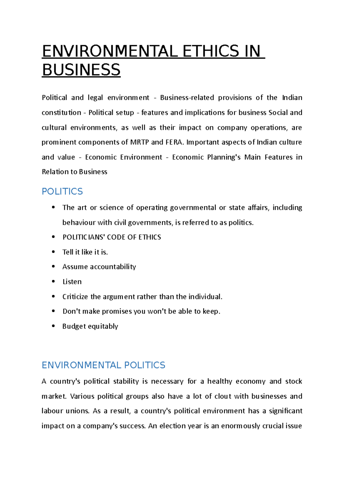 Environmental Ethics IN Business - ENVIRONMENTAL ETHICS IN BUSINESS ...