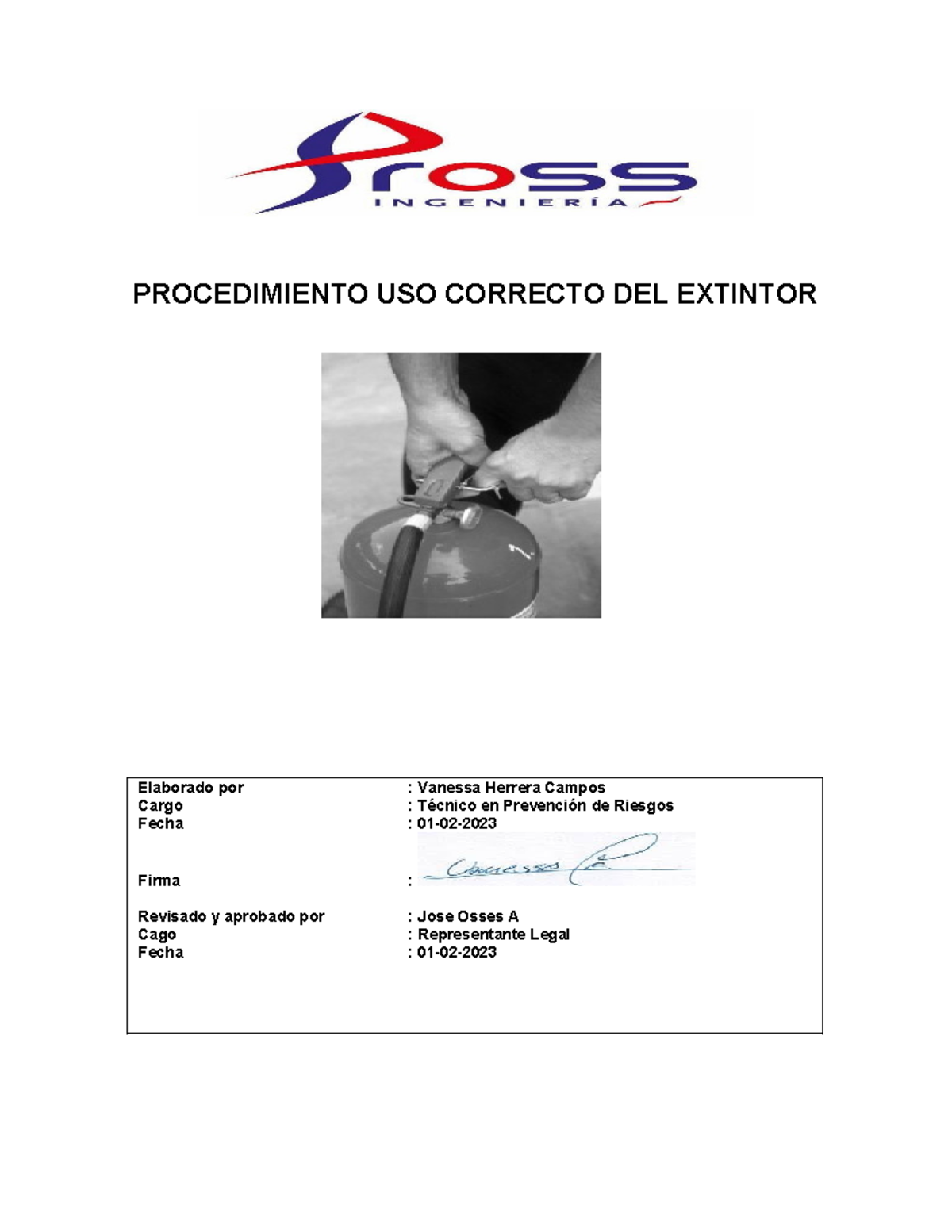 8.1,2.- Procedimiento USO Correcto DEL Extintor Pross Ingenieria - PROCEDIMIENTO USO CORRECTO ...