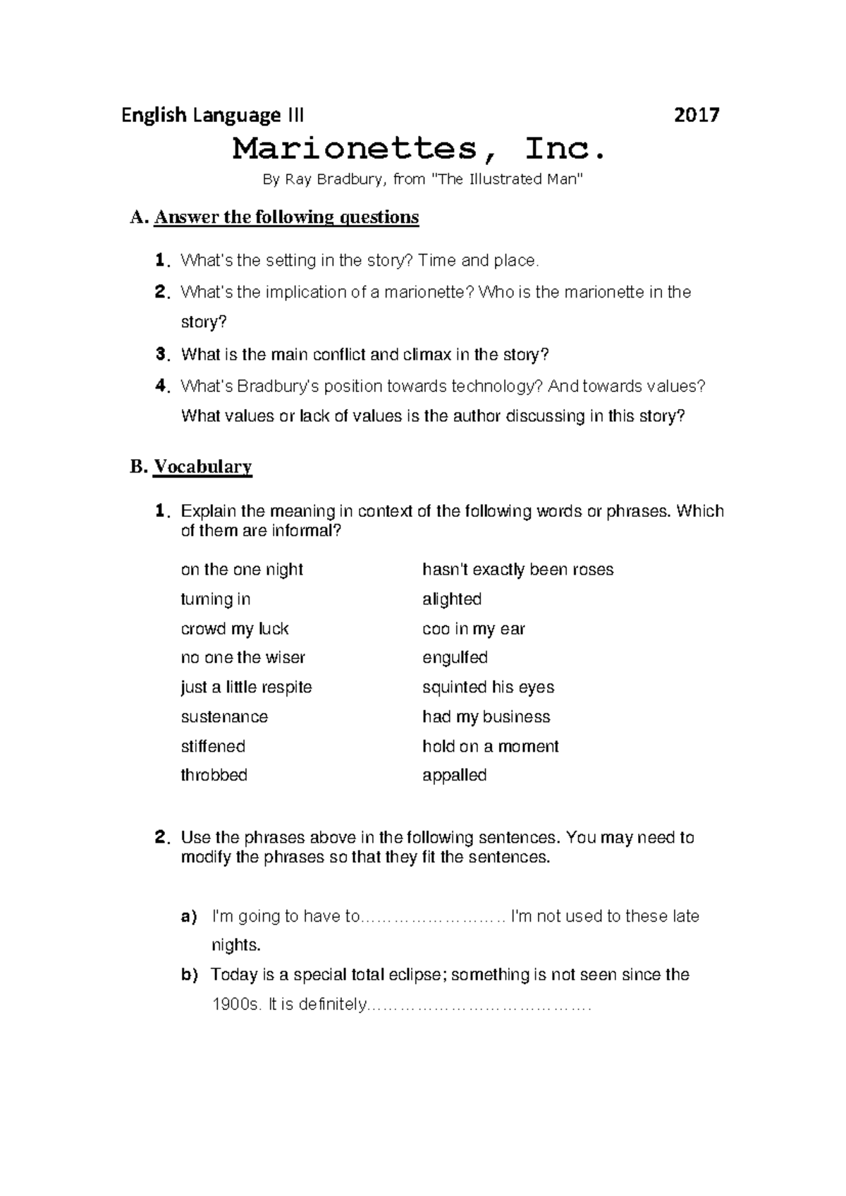 Marionettes Inc - Activities 2017 - English Language III 2017 ...