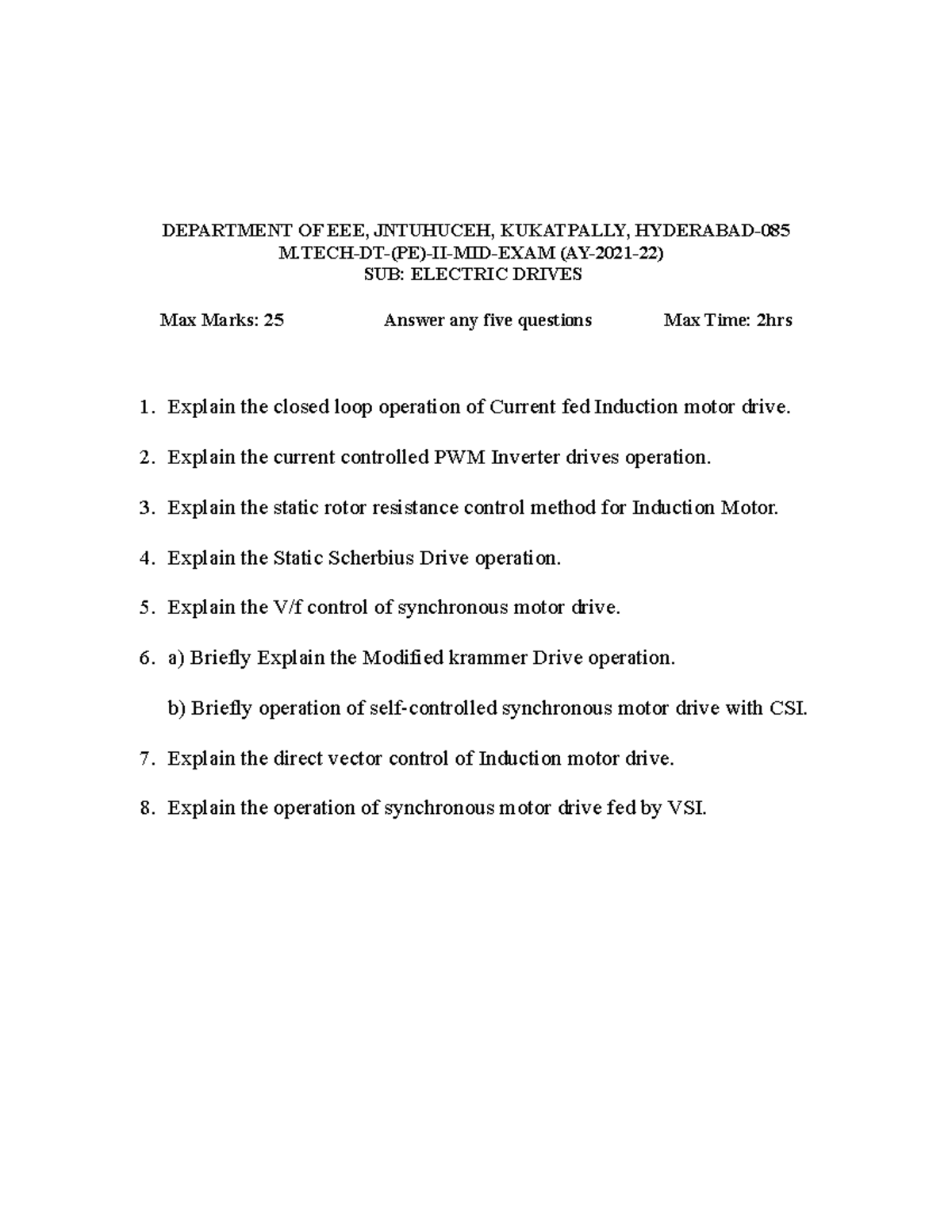 Pecacd II Mid IDP IV YEAR - DEPARTMENT OF EEE, JNTUHUCEH, KUKATPALLY ...