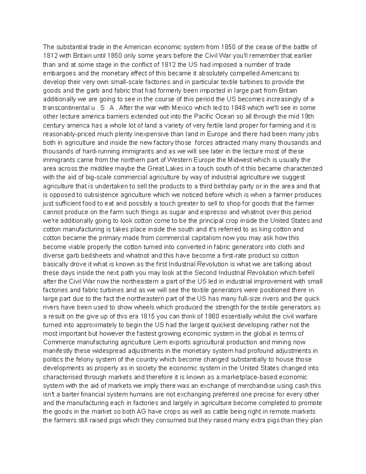 His 1301 Emergence of Market Economy, 1815 -50 - The substantial trade ...