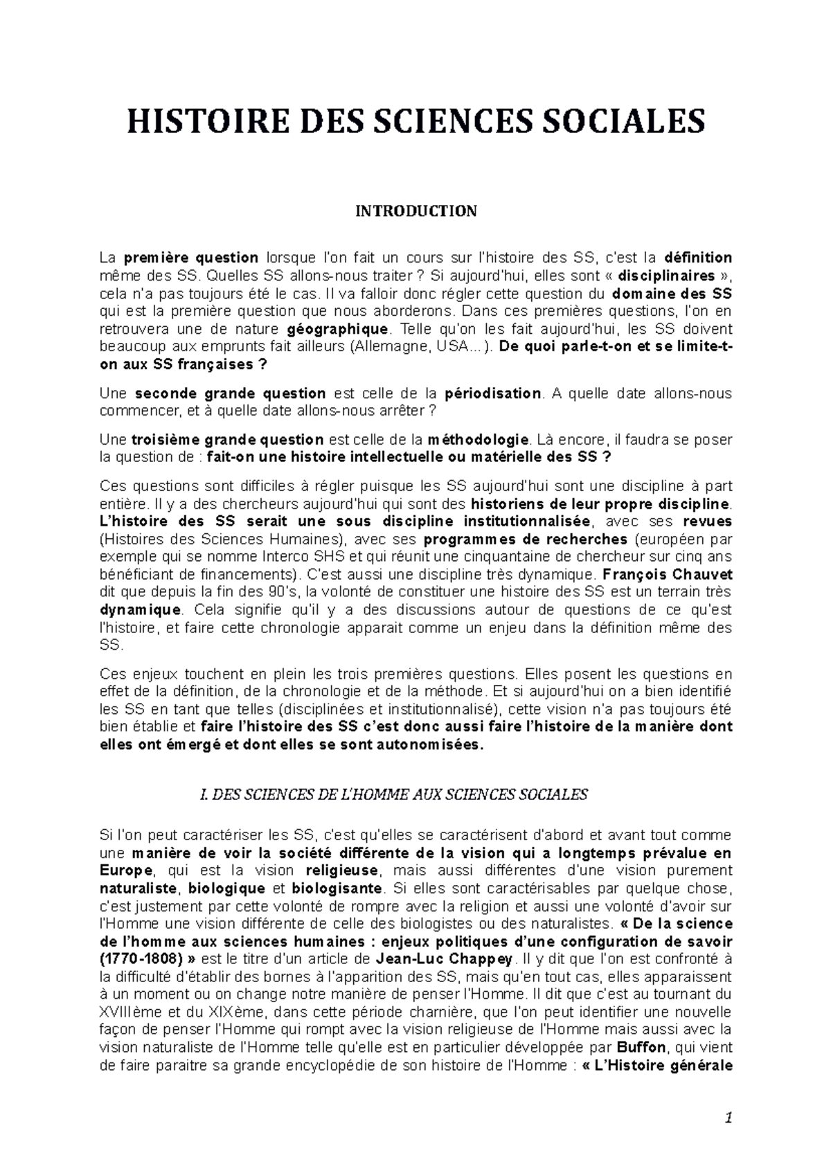 Histoire des science sociale fiches - HISTOIRE DES SCIENCES SOCIALES ...