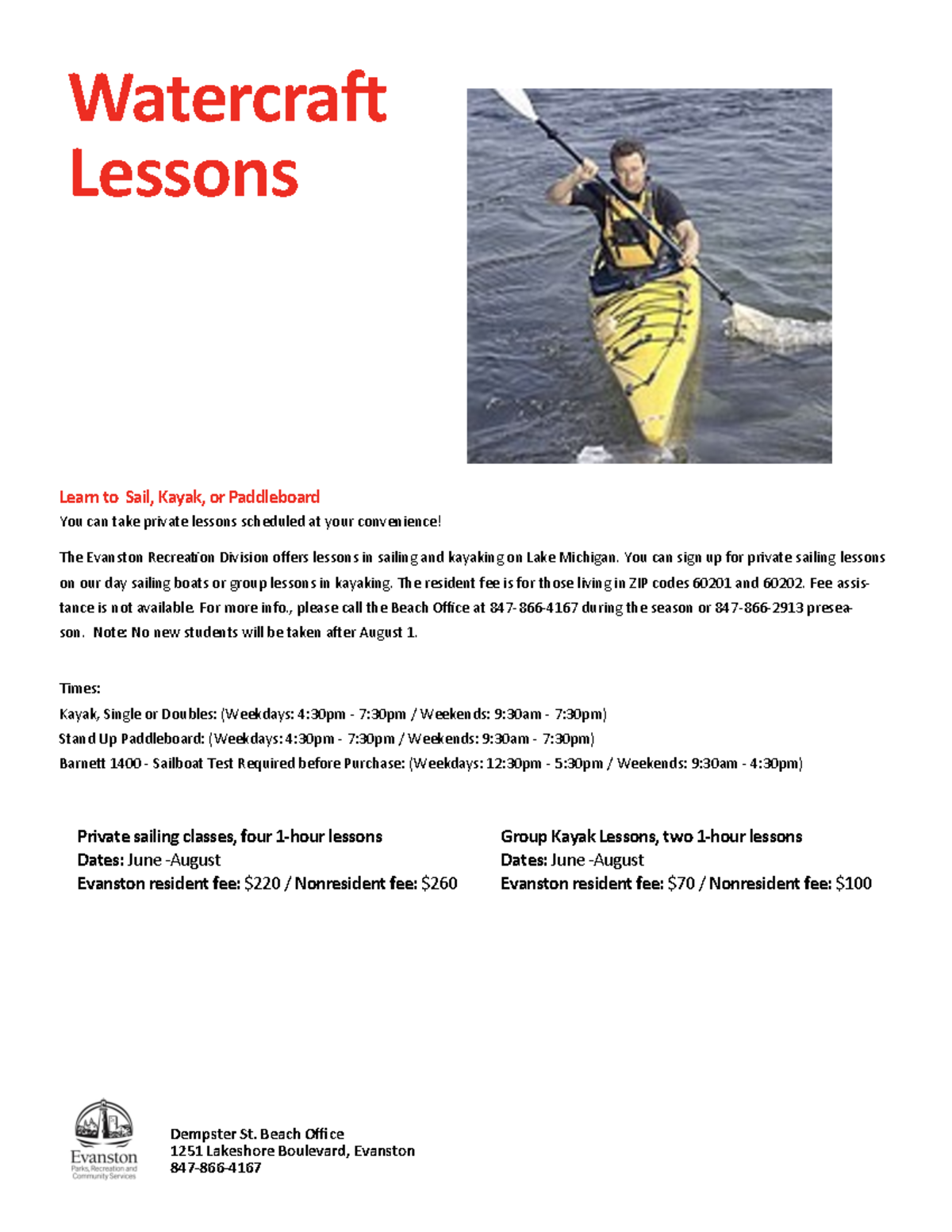 Lessons Flyer - Jsmsakakwskskksksksk - Watercraft Lessons Group Kayak ...